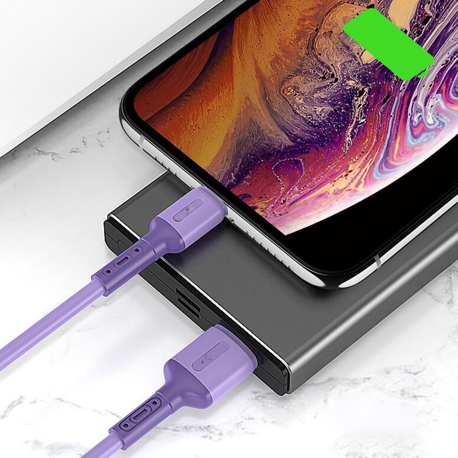 EcoNest 2m Silicone Data Cable Mobile Phone Color Fast Charging Line ...