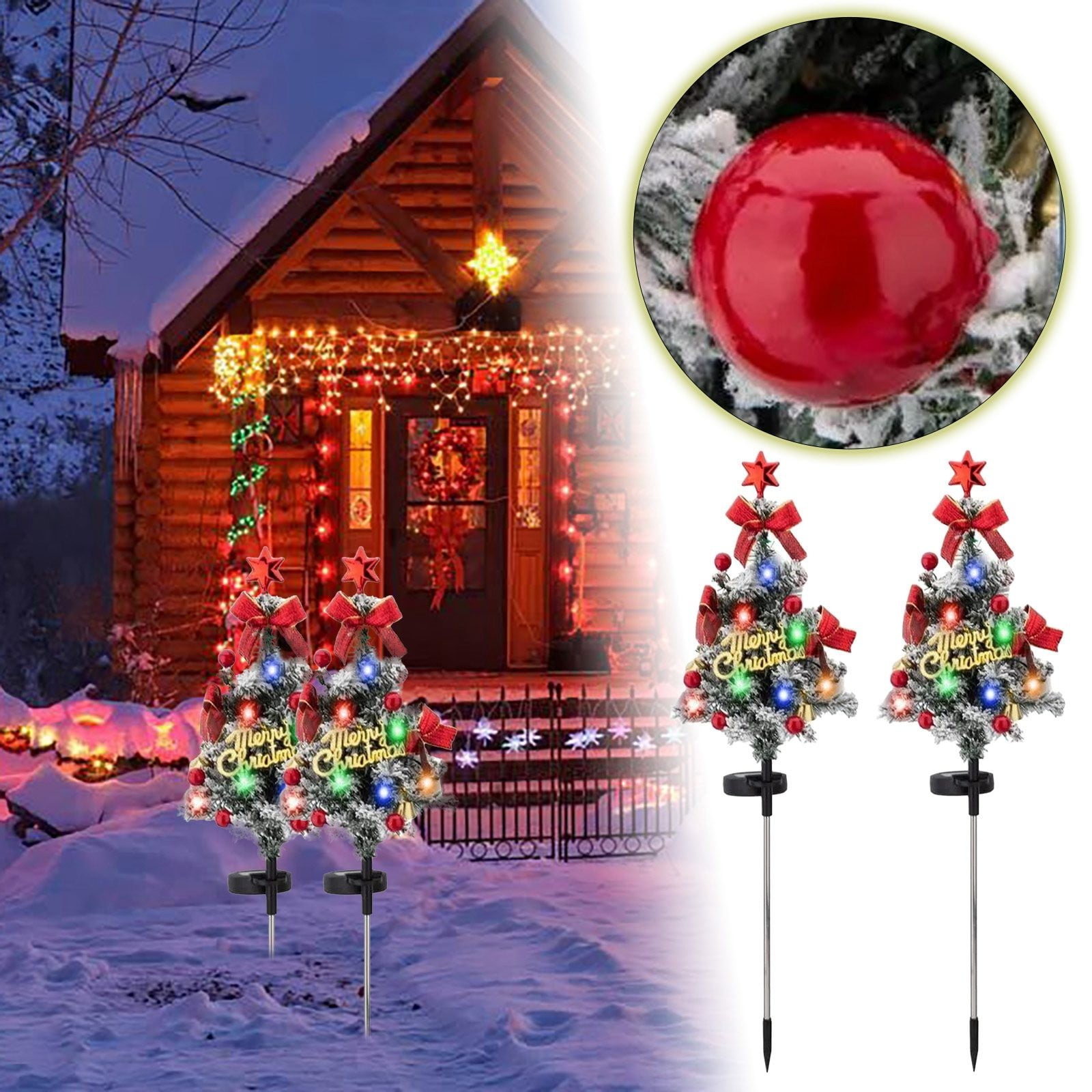 EcoNest 3 Pcs Solar Christmas Tree, Outdoor Christmas Decorations, Xmas ...