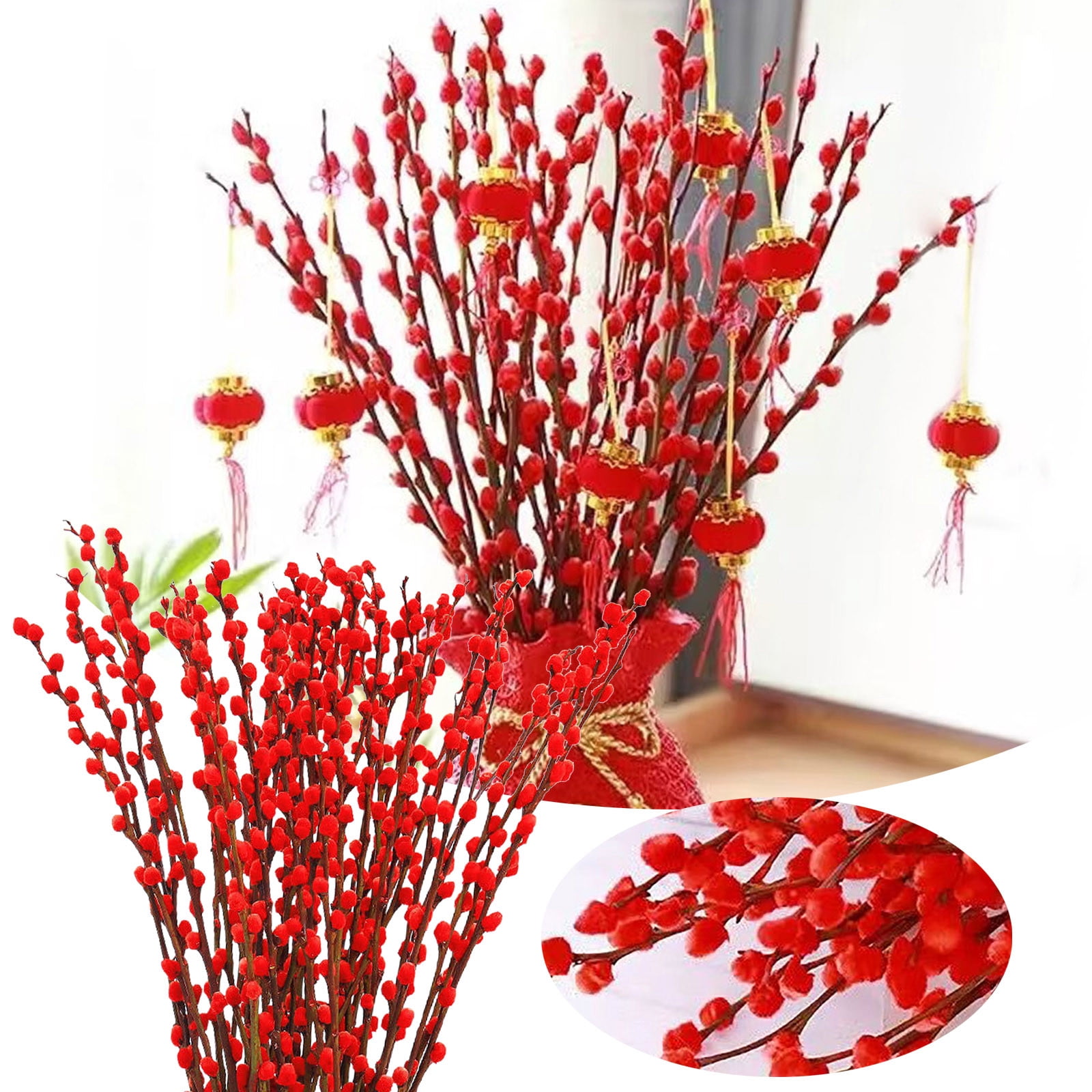 EcoNest 40 Of Real 40cm Red Pussy Branches Year's And Chinese Year ...