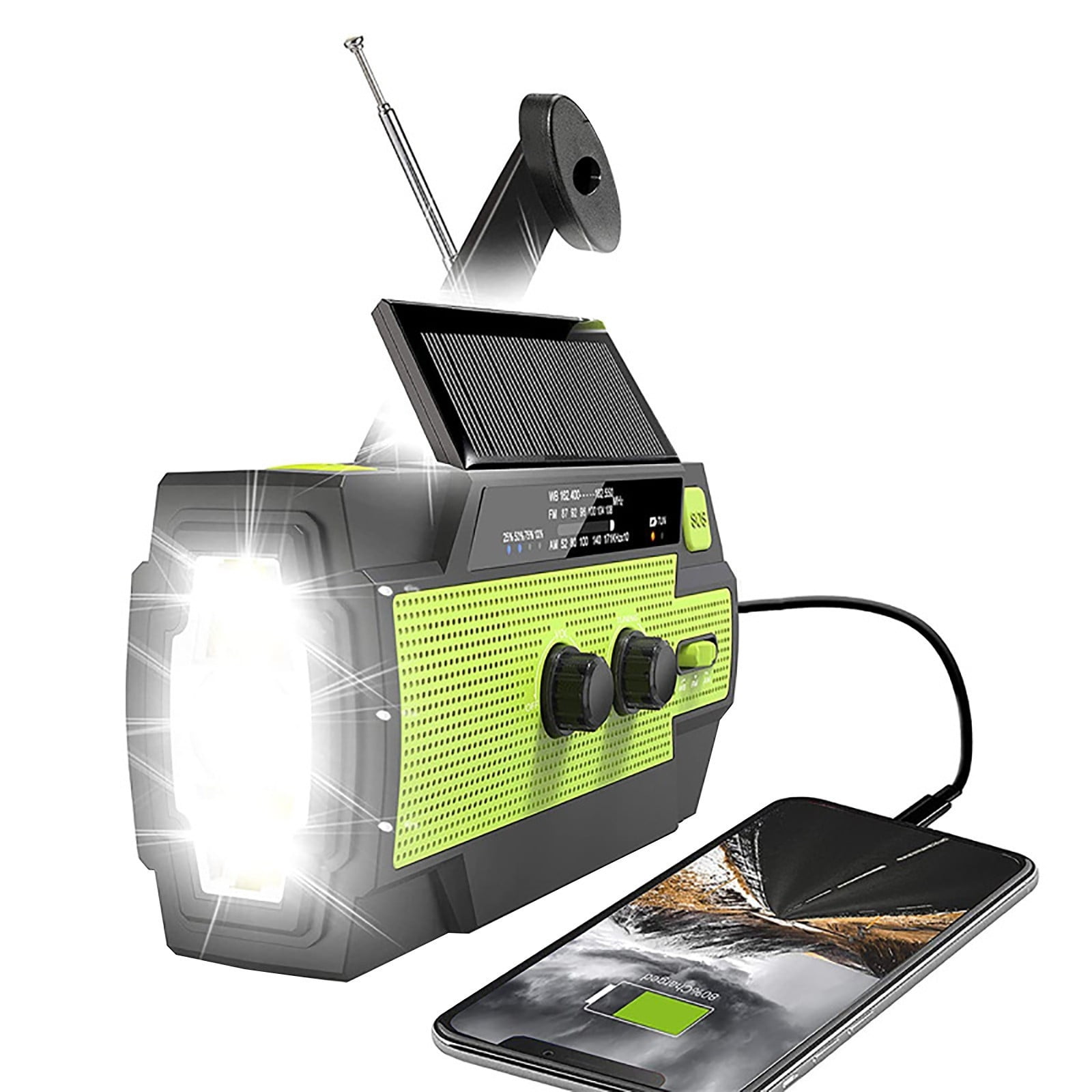 EcoNest 4000MAH Emergency Functional Hand Crank Solar AM/FM/NOAA Radio ...