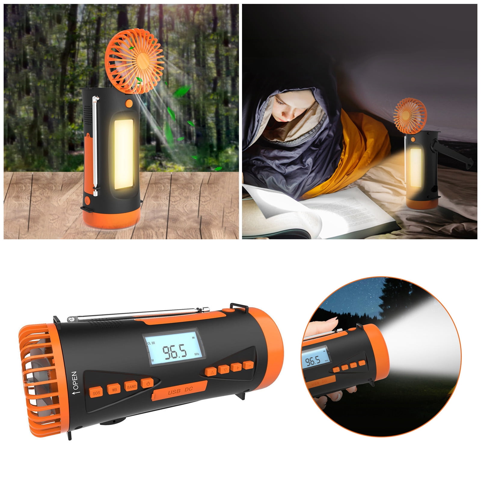 EcoNest 4000mAh Hand Crank Emergency Radio With LED Flashlight Fan And ...