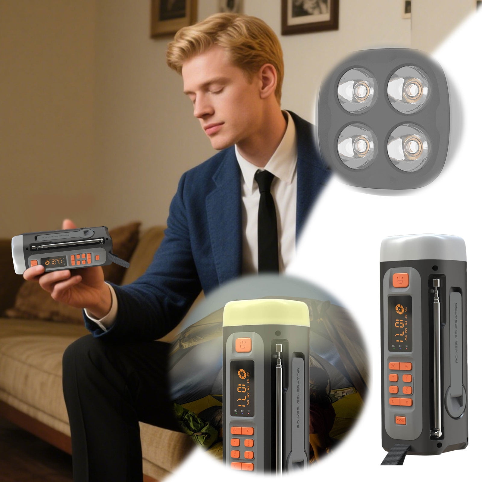 EcoNest 4500mAh Outdoor Camping Radio Emergency Radio AM/FM/SW Band ...