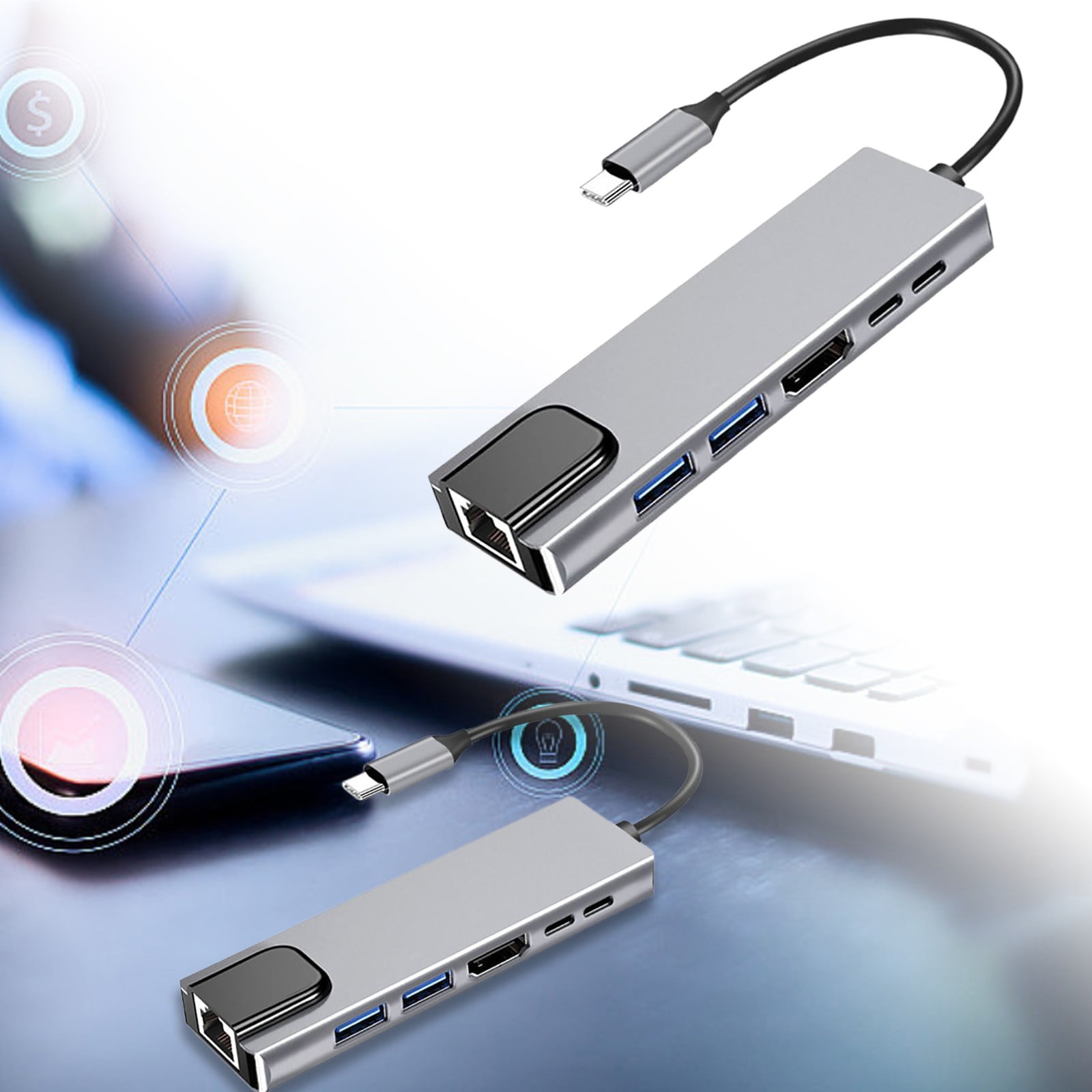 EcoNest 6 In 1 USB C Hub Adapter For Laptop With Multiple Ports Expand ...
