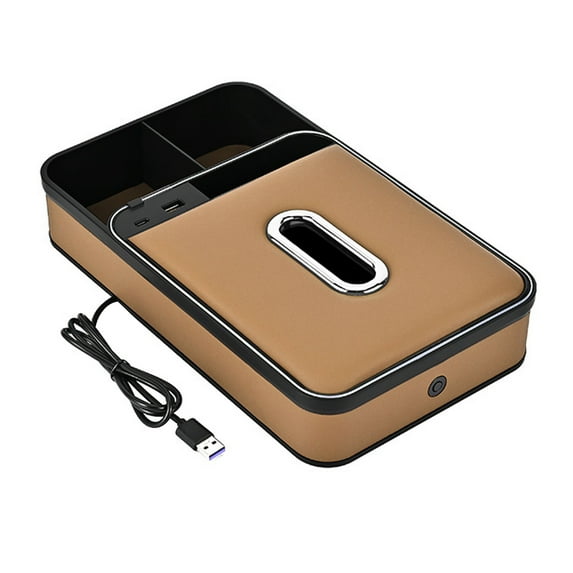 EcoNest Armrest Storage With LED Ambient Light Leather Tissue Holder ...