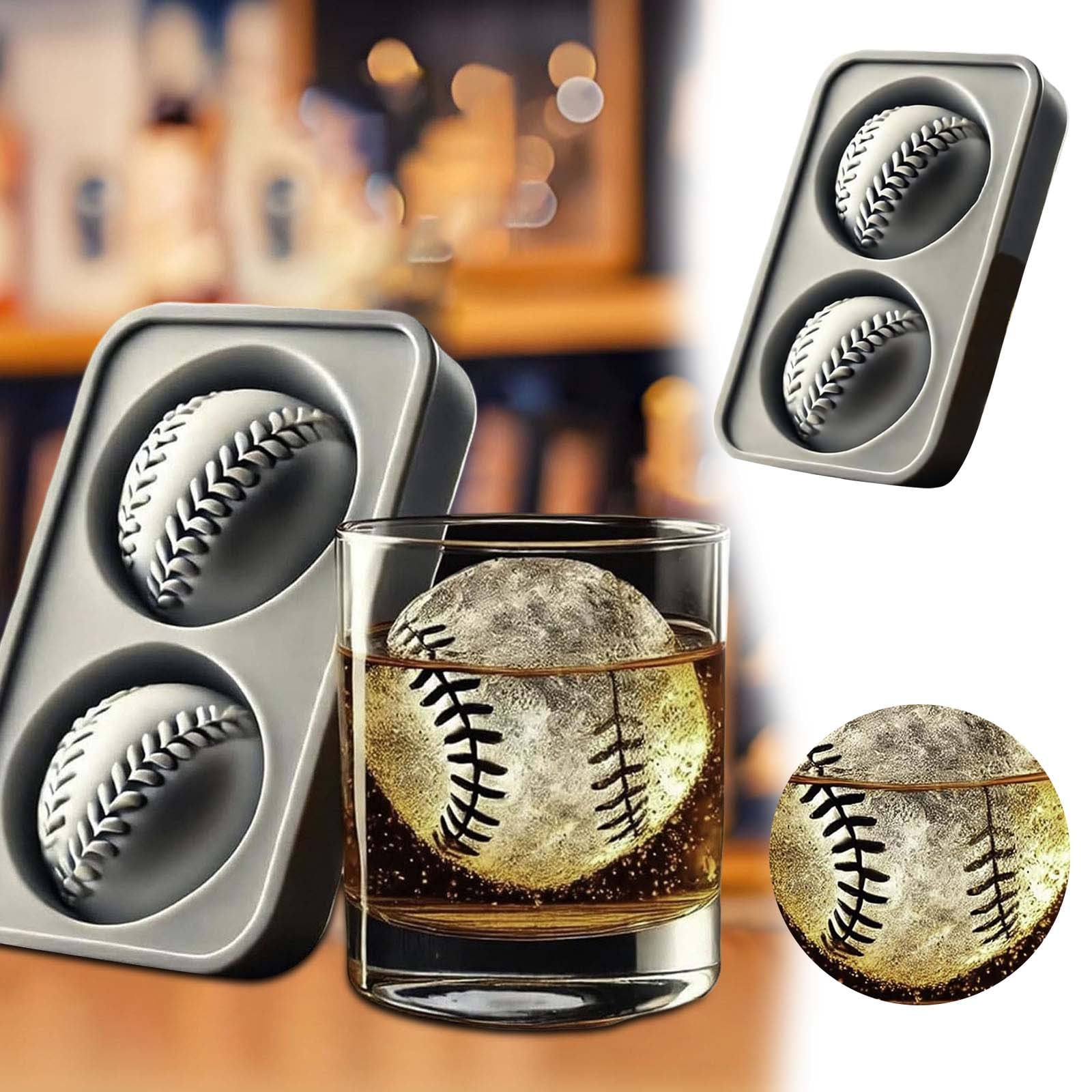 EcoNest Baseball 3D Sphere Shaped Tray Round Whiskey Cubes Novelty ...