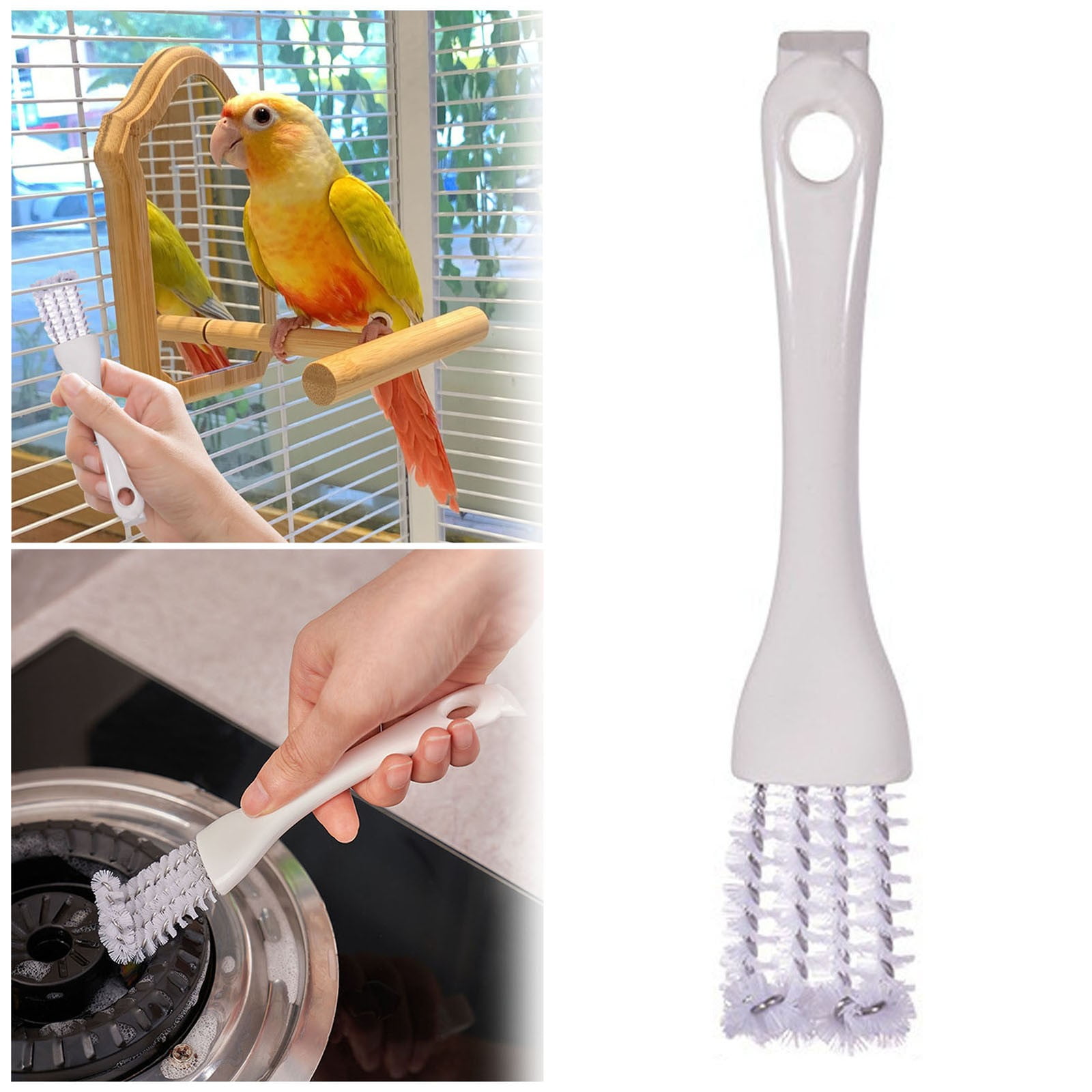 EcoNest Bird Cage Brush With Long Handle & Shovel Easy Droppings ...