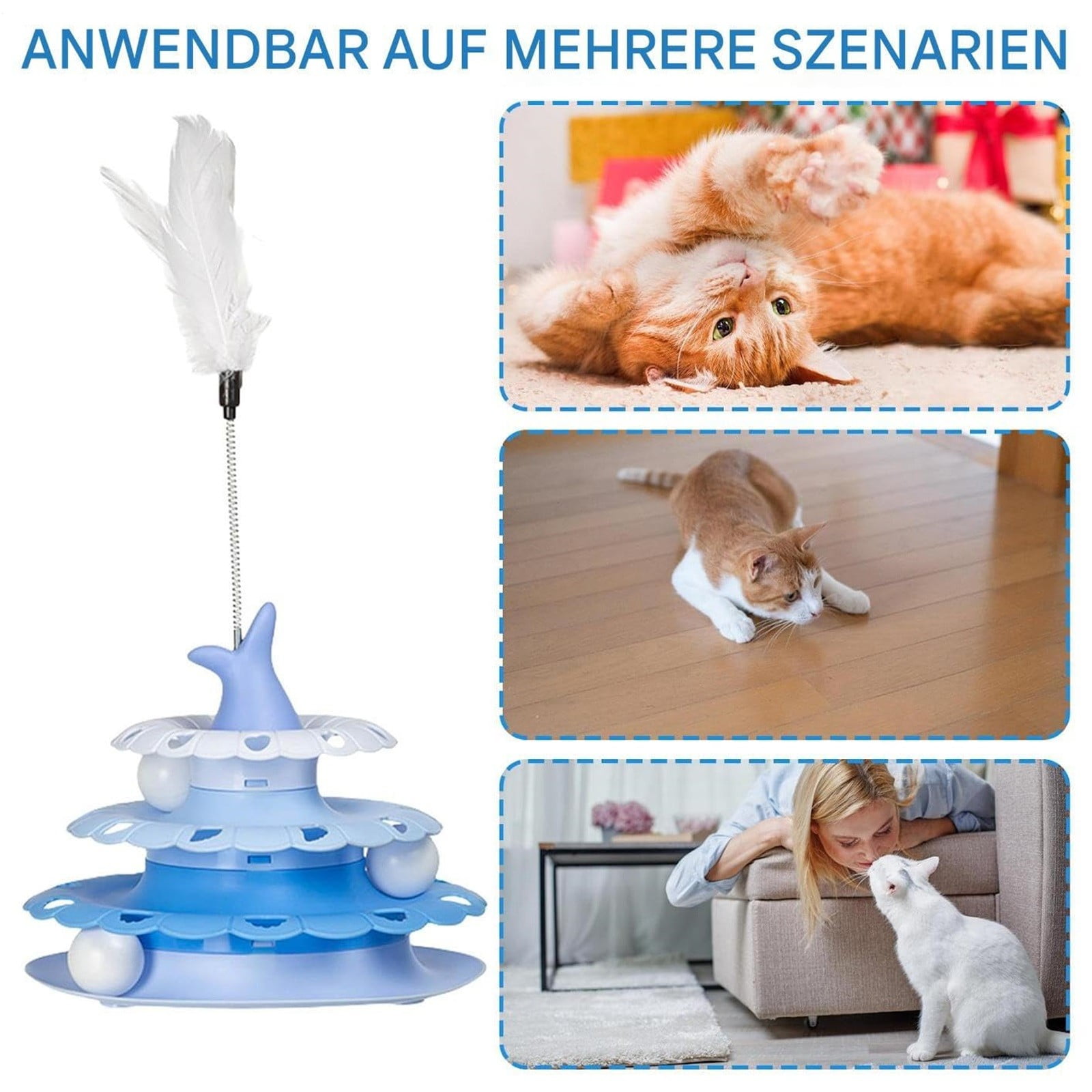 EcoNest Cat Teaser Cat | Pet Table With Teaser Stick Roller Interactive ...