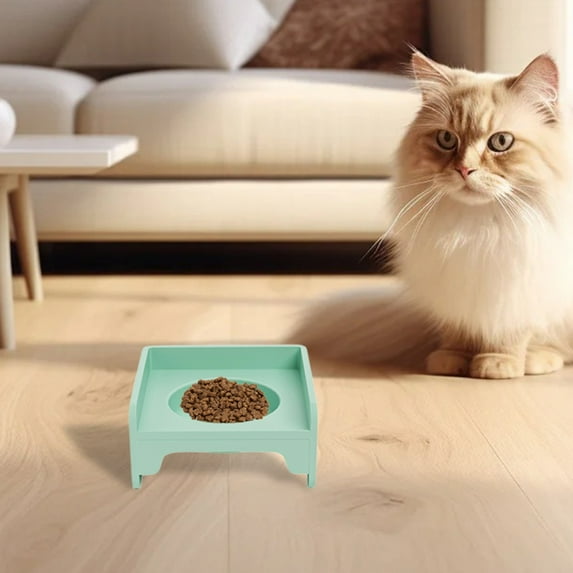 EcoNest Ceramic Cat Bowl With Wide Mouth Chin Square Raised Pet Dish ...