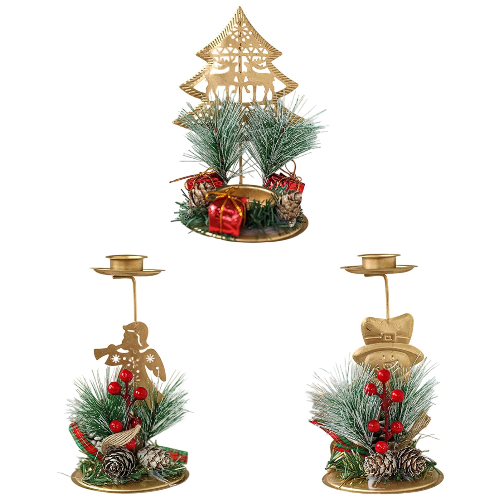 EcoNest Christmas Candle Holders Set of 3,Gold Christmas Tree Reindeer ...