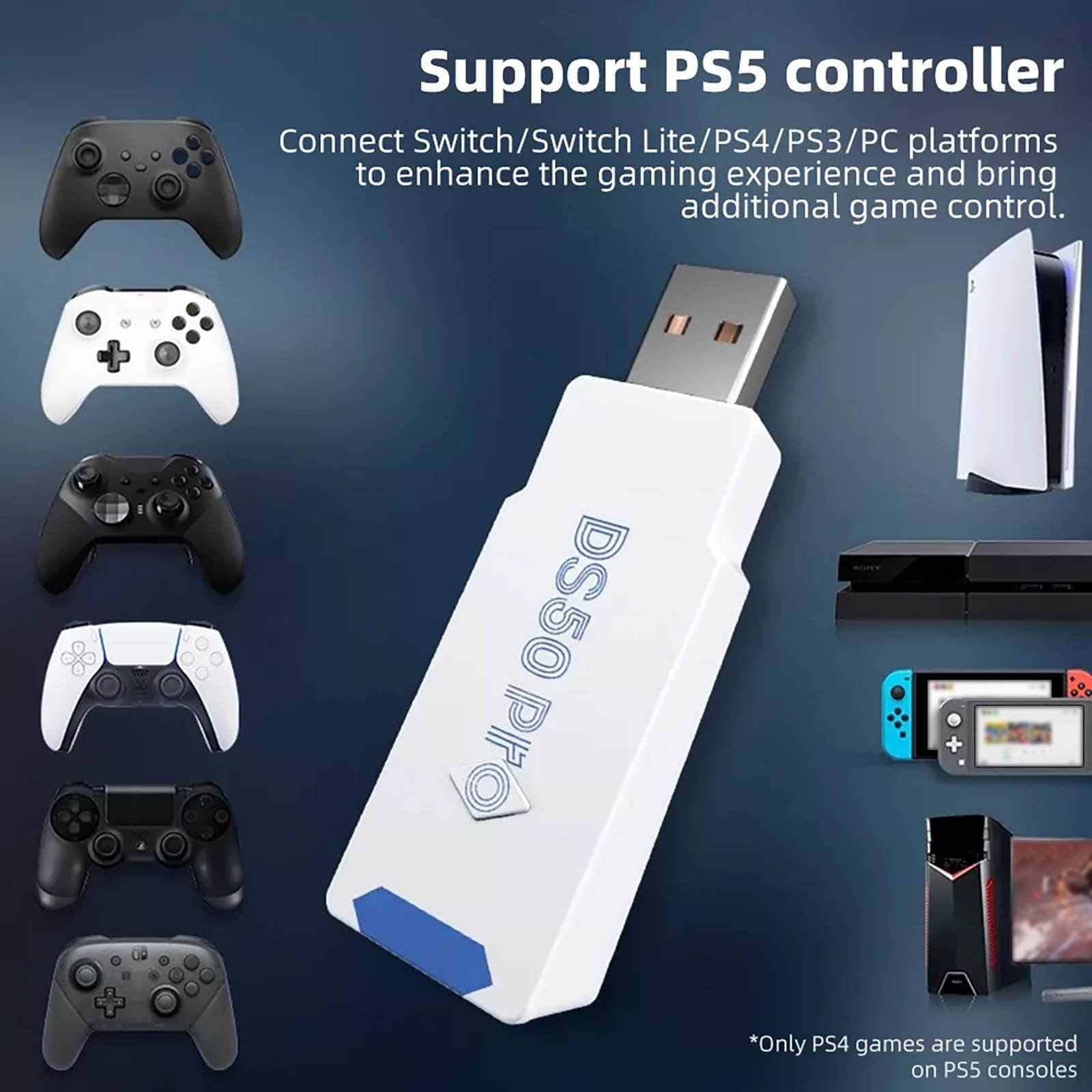 EcoNest DS50 Pro Wireless Controller Converter Adapter PS5// One To PC ...