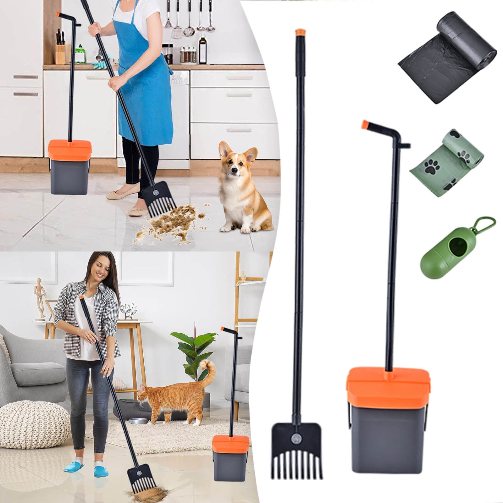 EcoNest Dog Poop Shovel Rotating Garbage And Rake Equipped With 35 Dog ...