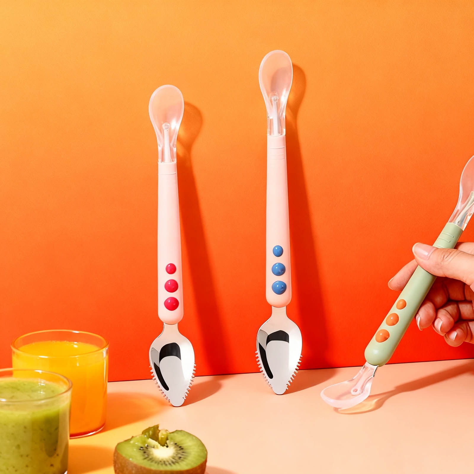 EcoNest Double Head Silicone Food Spoon With Storage Soft Feeding And ...