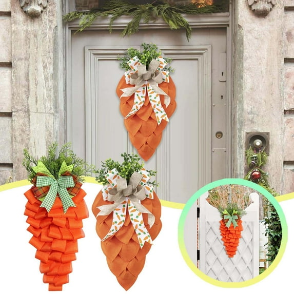 EcoNest Easter Imitation Real Carrot Garland Farmhouse Bow Radish ...