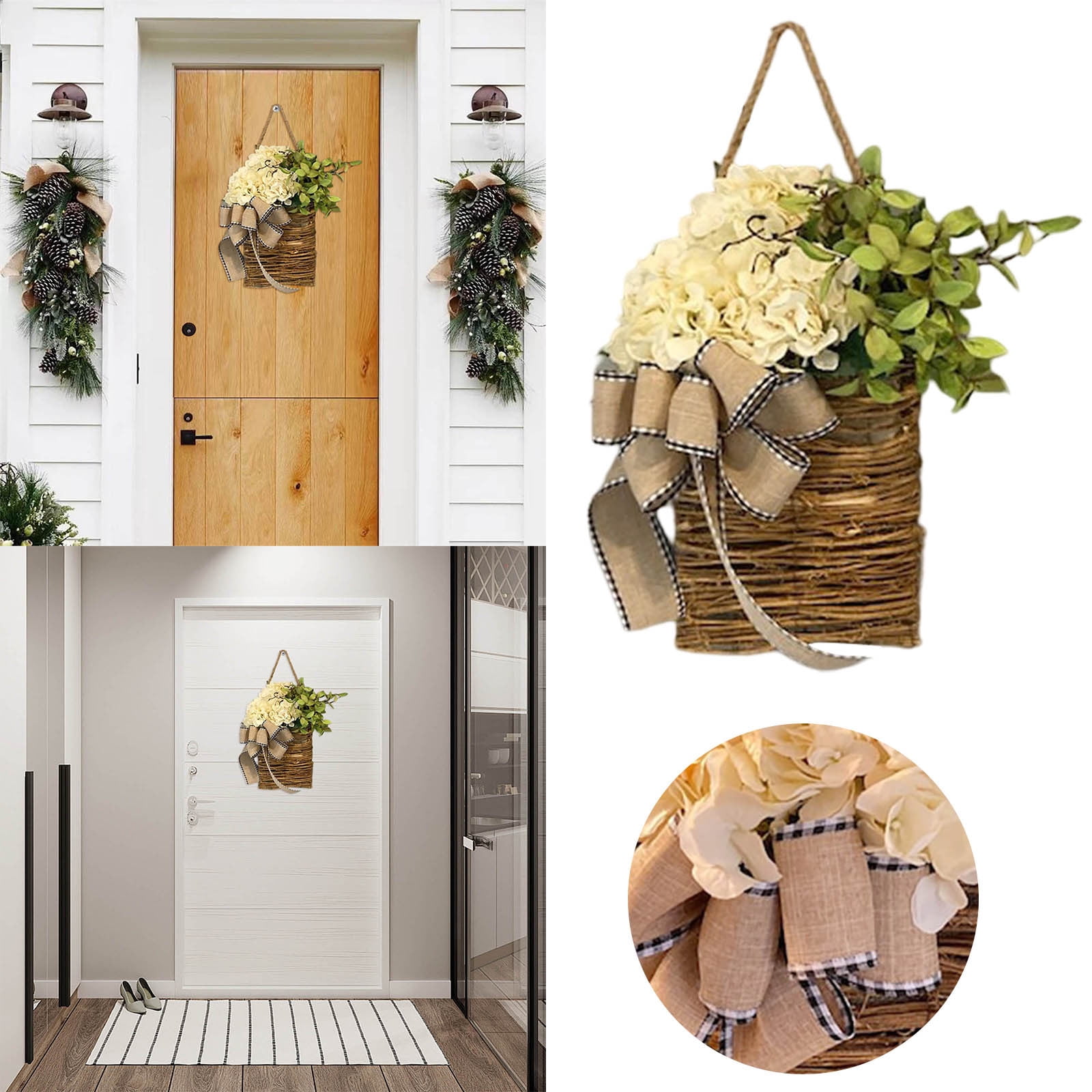 EcoNest Embroidered Flower Door Hanging Wreath A Farmhouse Spring ...