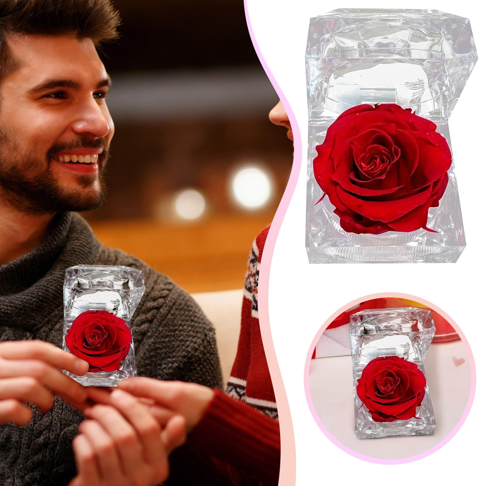 EcoNest Eternal Rose Keepsake Ring With Arrangement For Proposal And ...