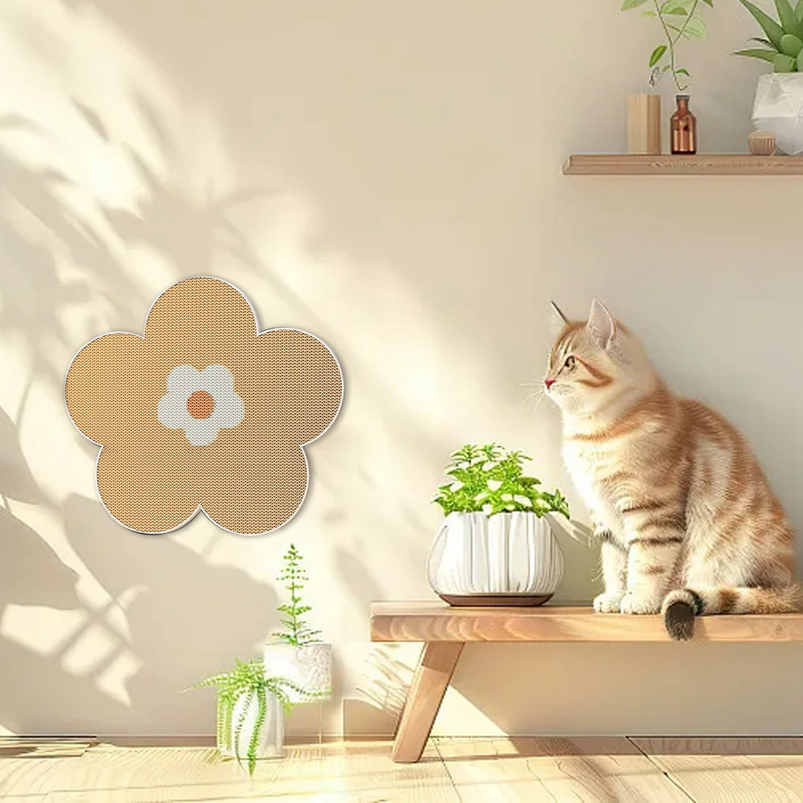 EcoNest Fresh Flower Wall Mounted Cat Scratching Board Sisal Cat Pad ...