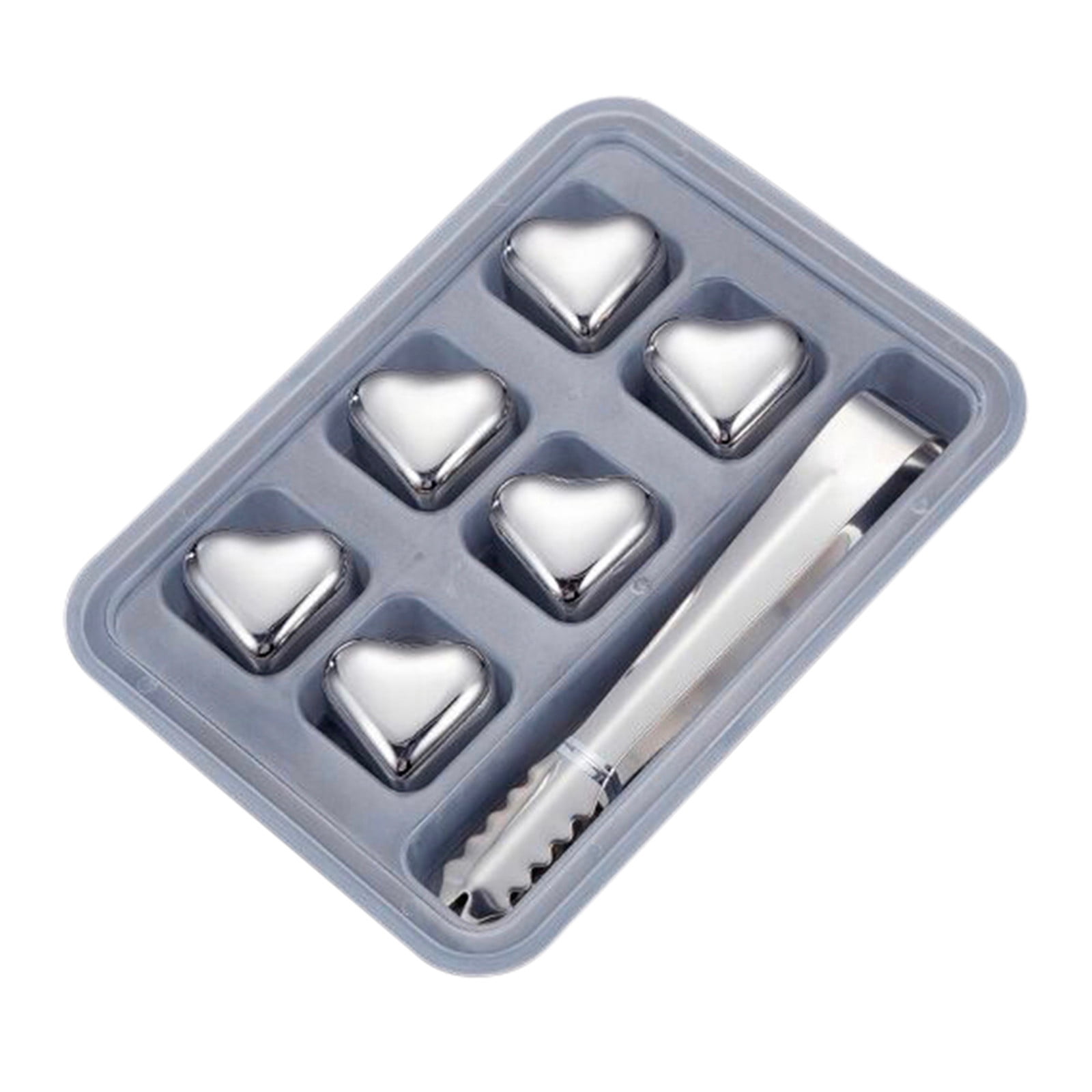 EcoNest Heart Shaped Stainless Steel Reusable Trays Whiskey Stones For ...