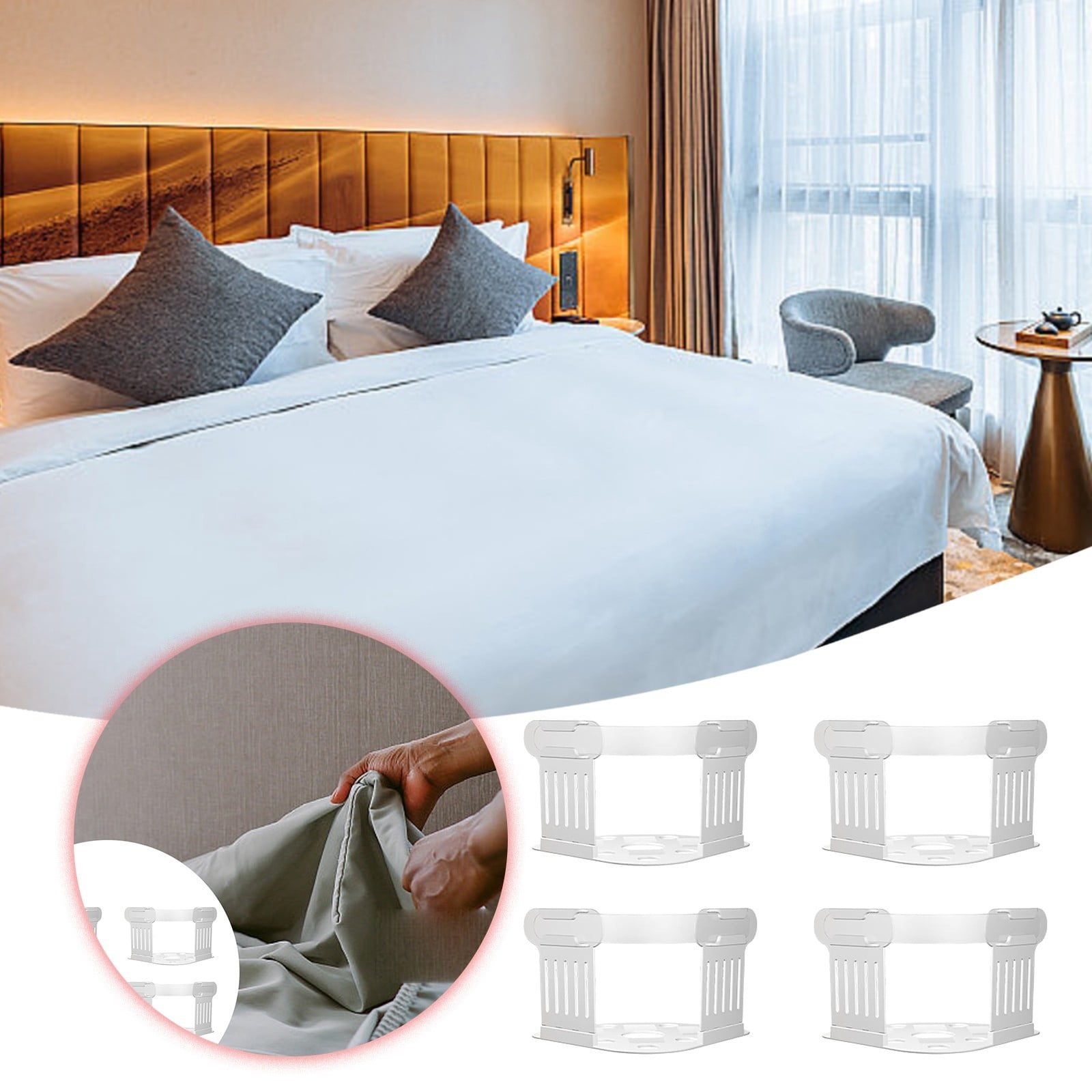 EcoNest Heavy Duty Bed Sheet Clips Set 4 Pack Corner For Secure Bedding ...