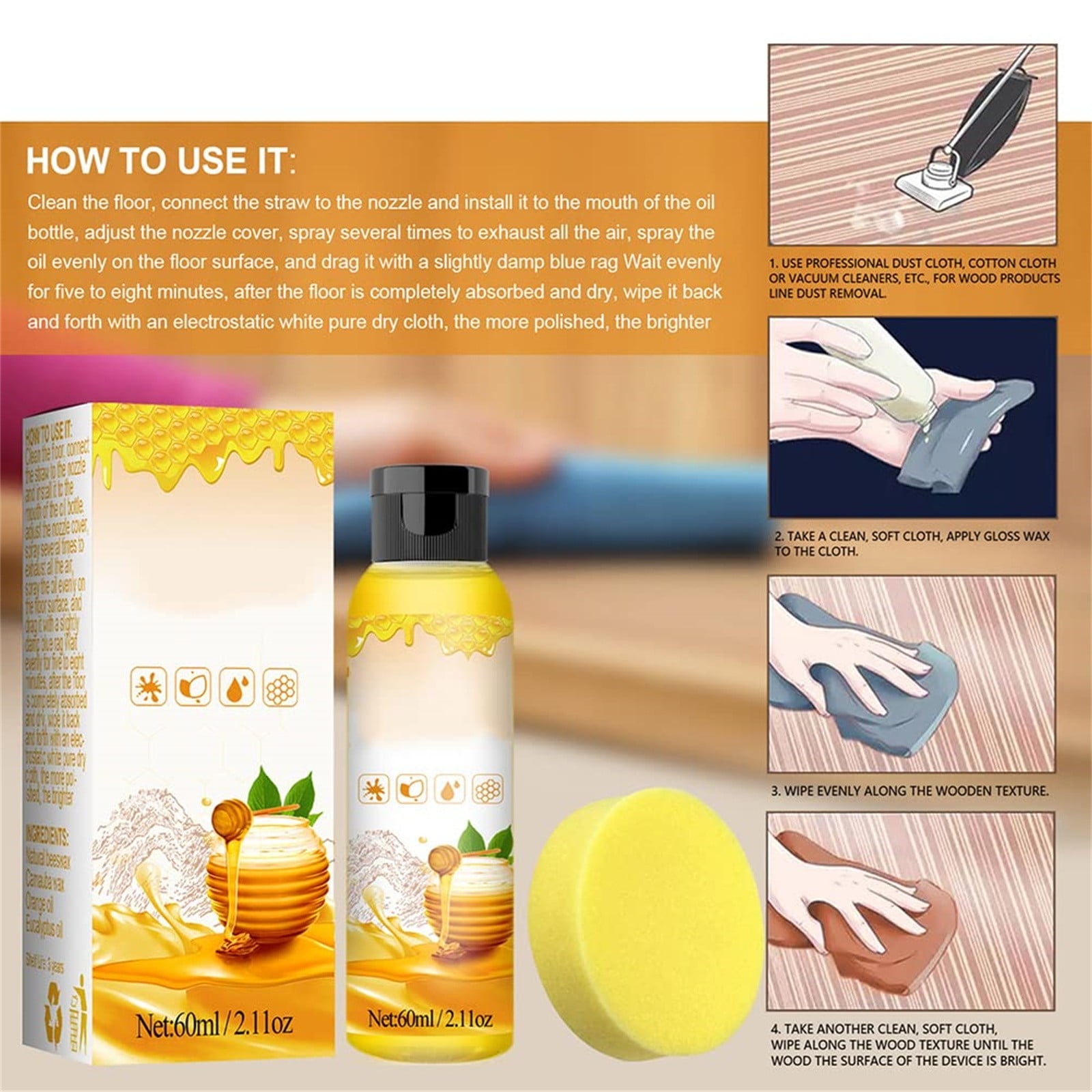 EcoNest Home Beeswax Mahogany Furniture Brightening Crack Care Solid ...