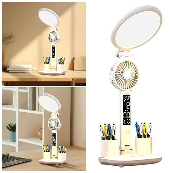 EcoNest LED Desk Lamp Fan Clock 3200mah Rechargeable/USB Led Display ...
