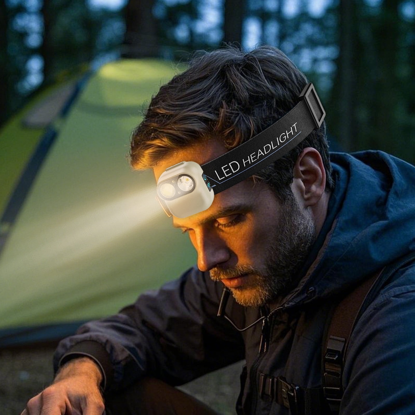 EcoNest LED Hard Hat Light Headlight With Motion Sensor Rechargeable ...