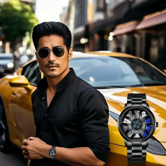 EcoNest Men's Sporty Analog Quartz Timepiece With Hollow 3D Wheel ...