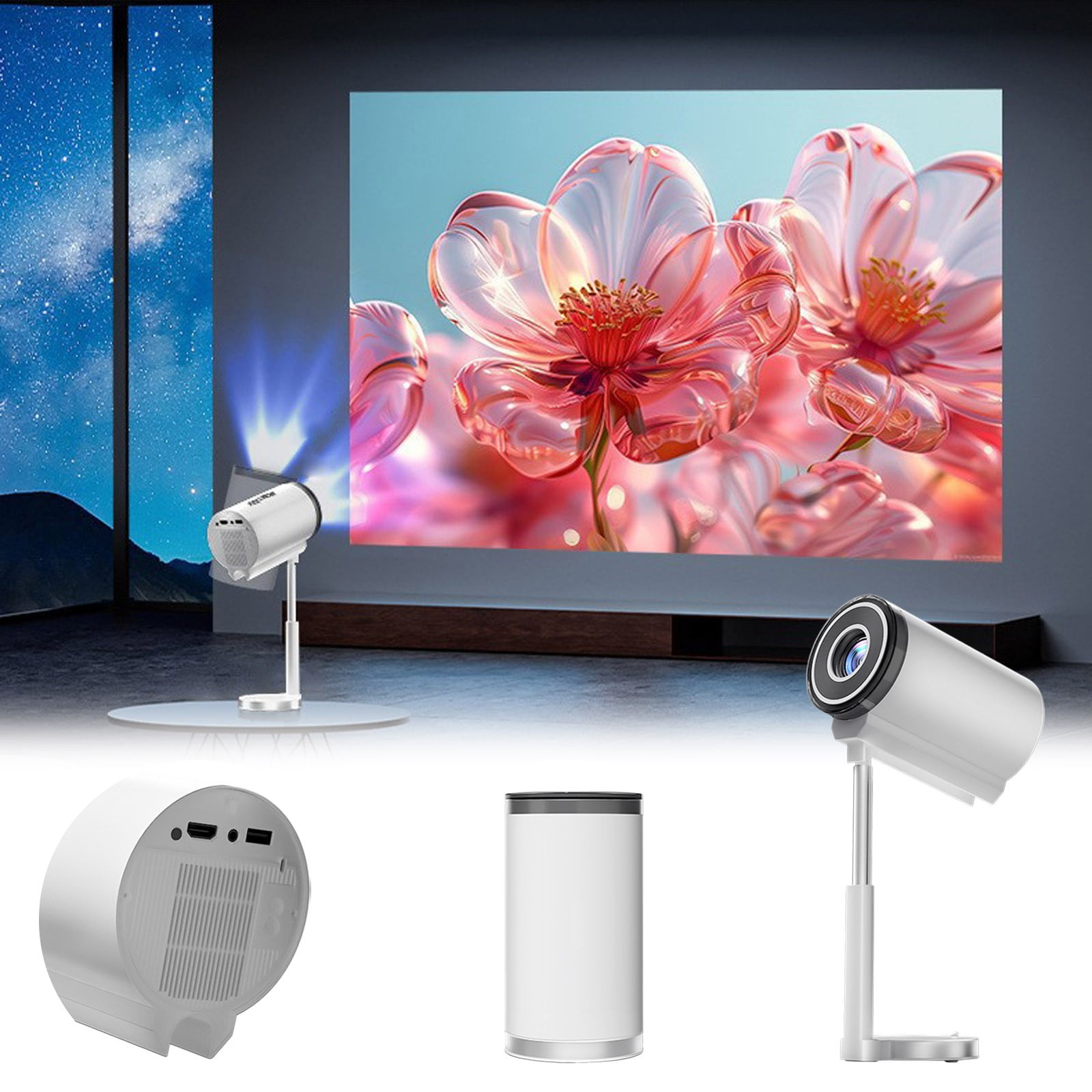 EcoNest Mini Smart Projector For Home Use Wall Projection For Bedroom ...