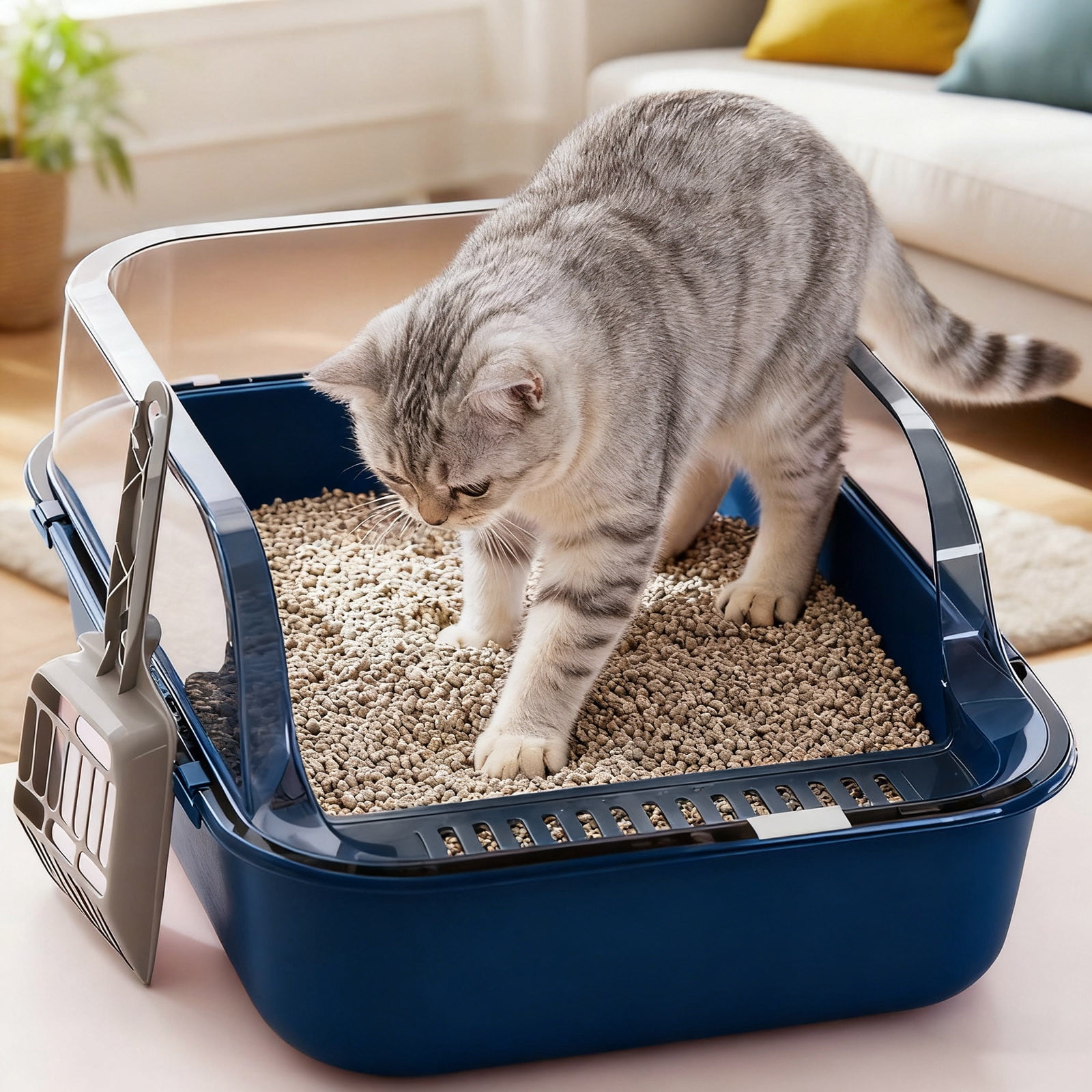 EcoNest Open Cats Litter With Spoon High Side Splashing Semi Enclosed ...