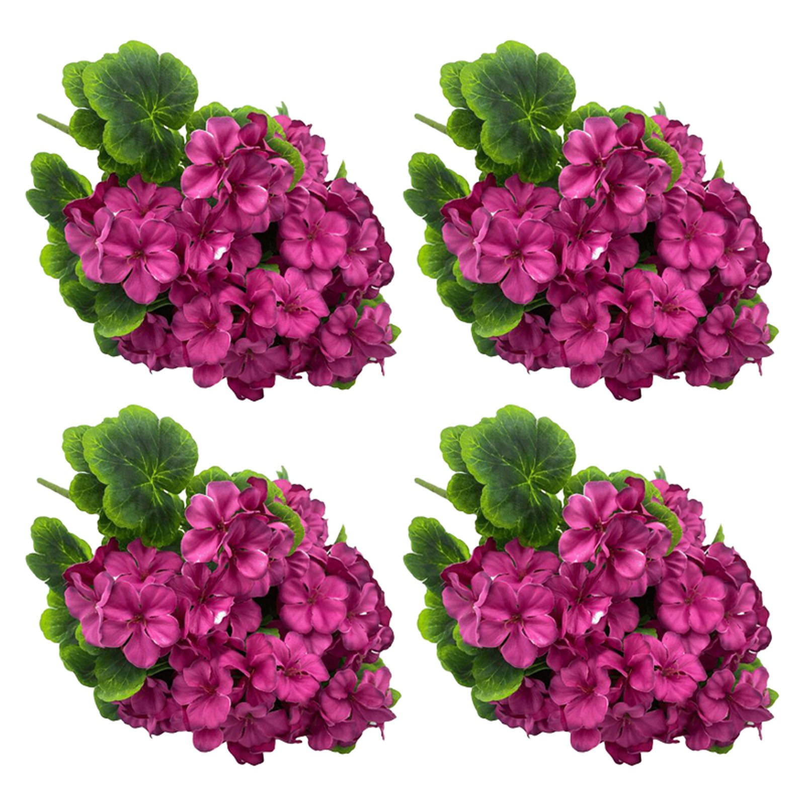 EcoNest Pack Of 4 Geraniums Bundles Full Silk Flower Geranium Bush Red ...