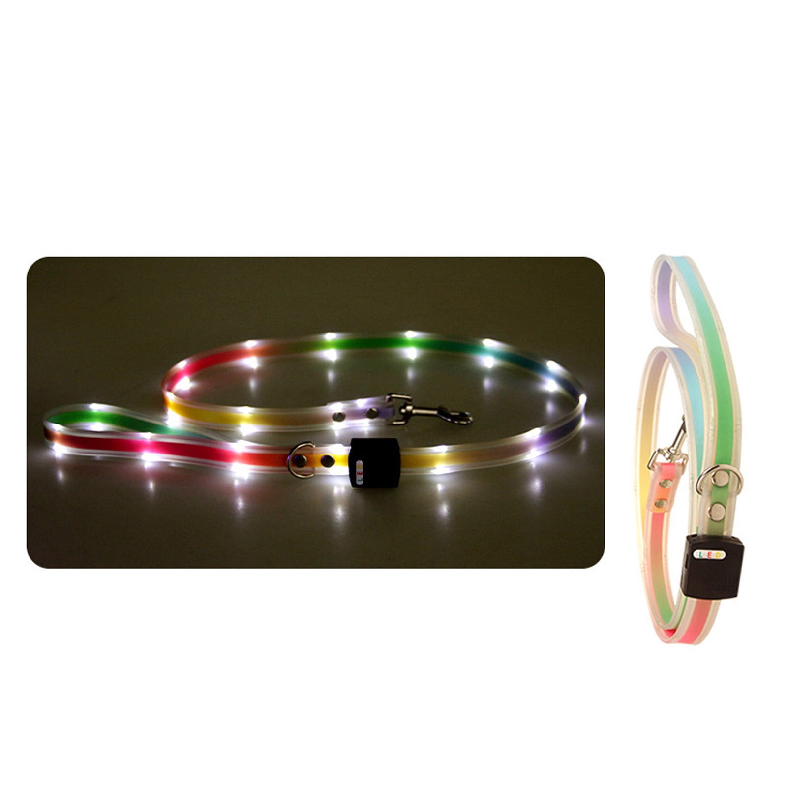 EcoNest Pet Colorful Traction Set LED Luminous Collar Traction Rope Border Dog Outdoor Traction ...