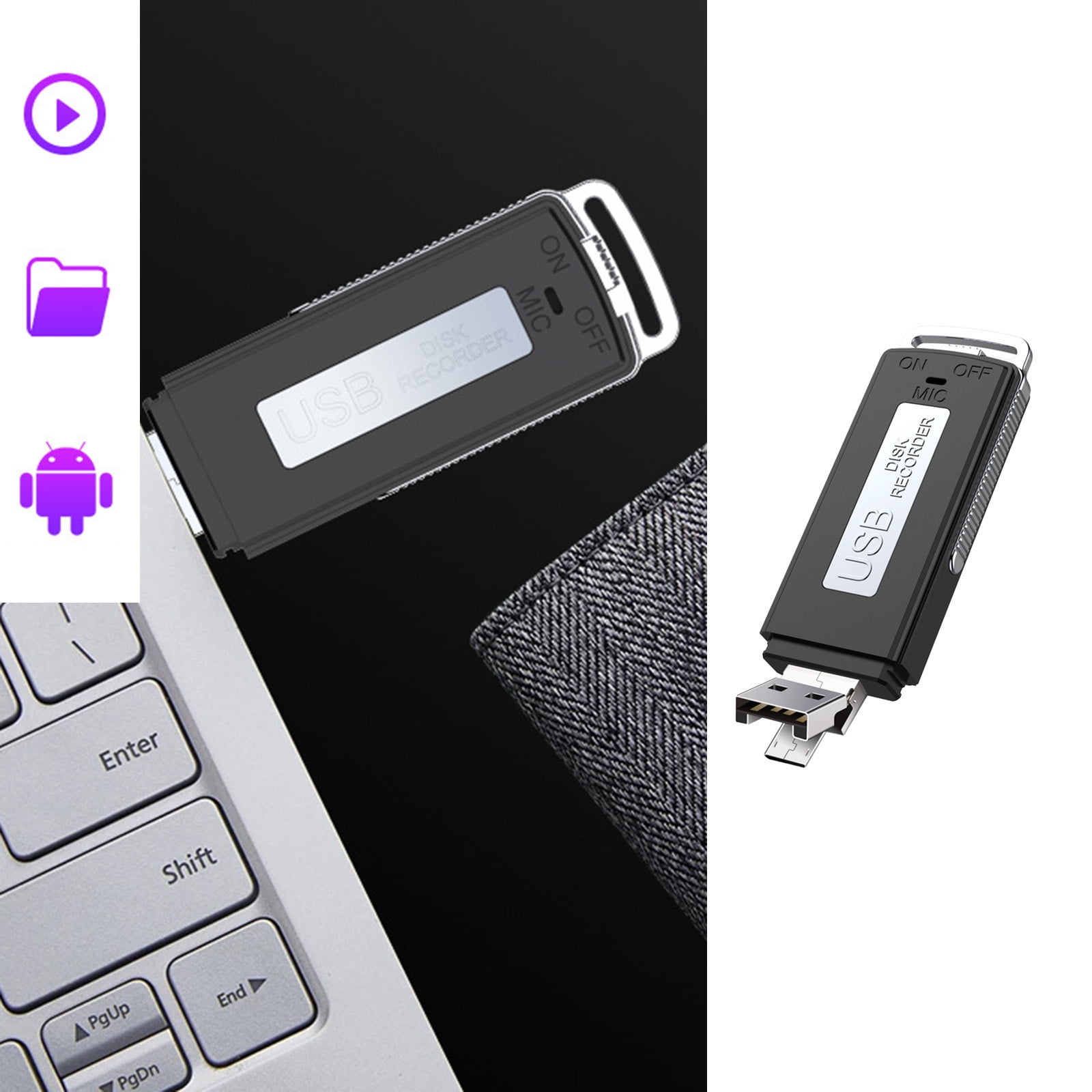 EcoNest Port Digital Voice Recorder With One Recording USB Drive Audio ...