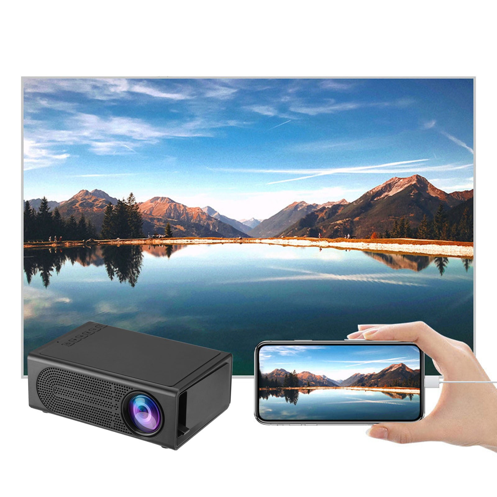 EcoNest Portable Wall Projector For Bedroom Mini Projector With Remote ...
