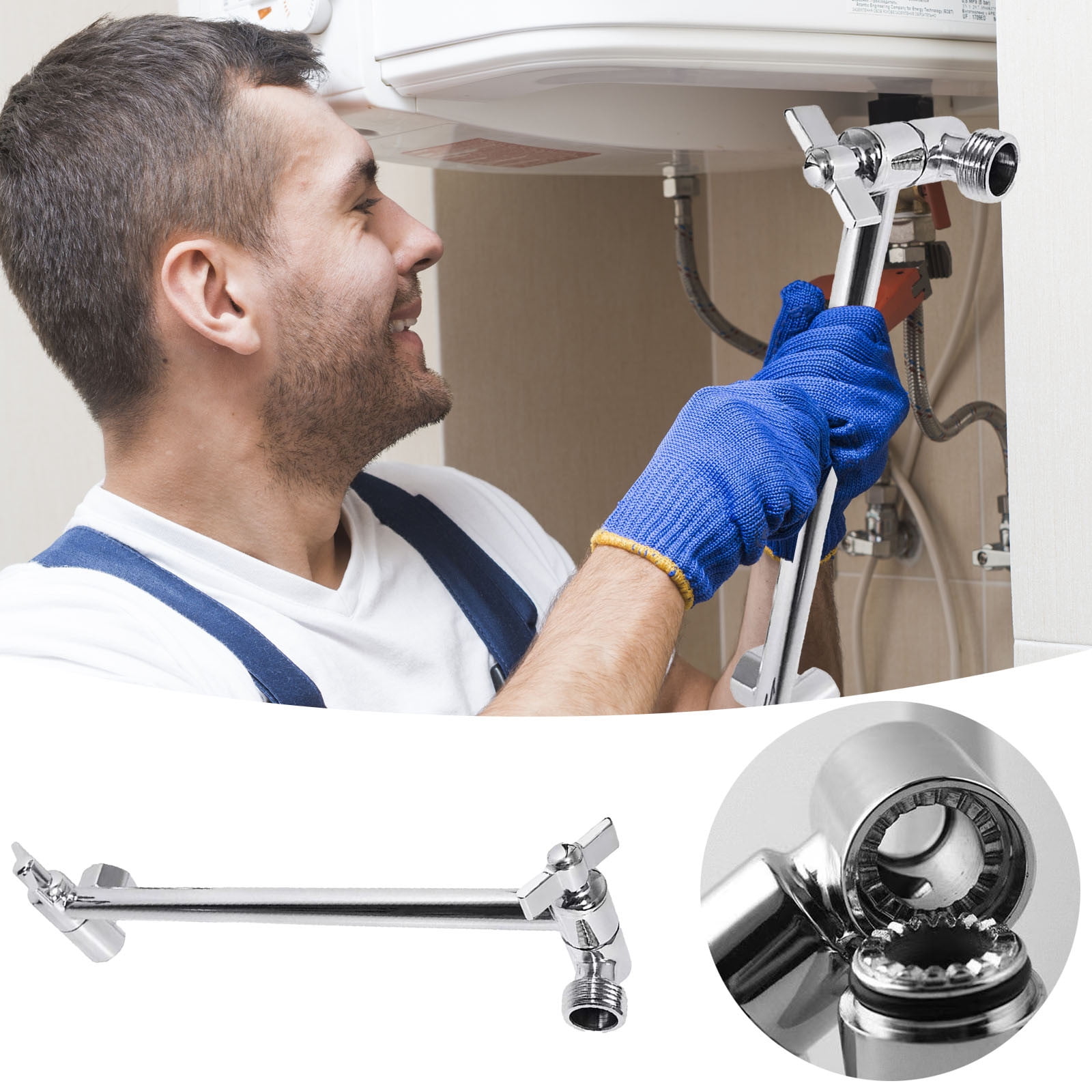 EcoNest Shower Head Extension Arm Adjustable 10" Shower Head Extender ...