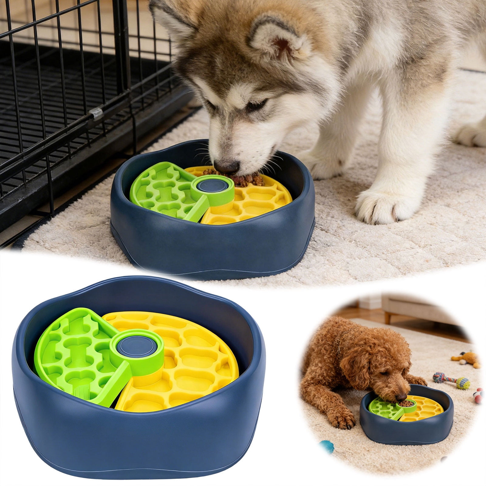 EcoNest Slow Feeder Bowl Slip Interactive Dish 3 Layer Rotation Slow ...