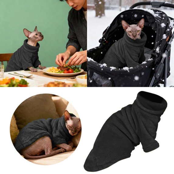 EcoNest Sphynx Hairless Cat Fleece Sweater Cozy Warm For Hairless Cats ...