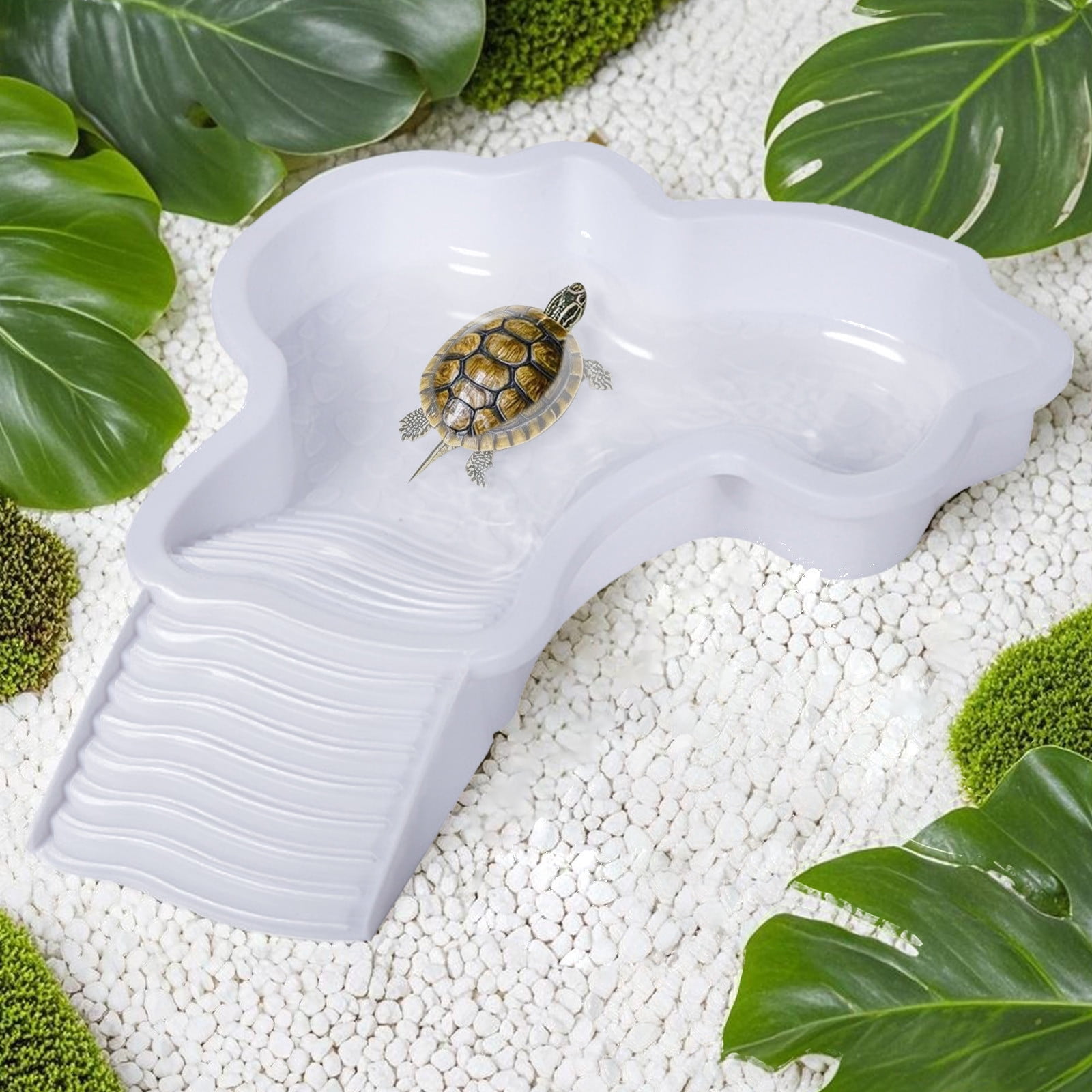 EcoNest Tortoise Water Dish With Ramp Shallow Reptile Water Dish Smooth ...