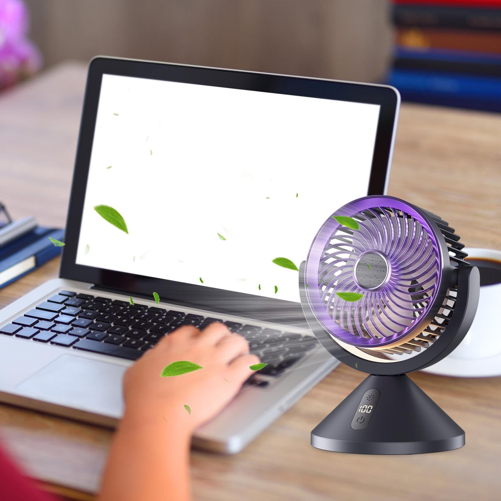 EcoNest USB Desk Fan With Portable Charging Wall Color Cycle Light ...