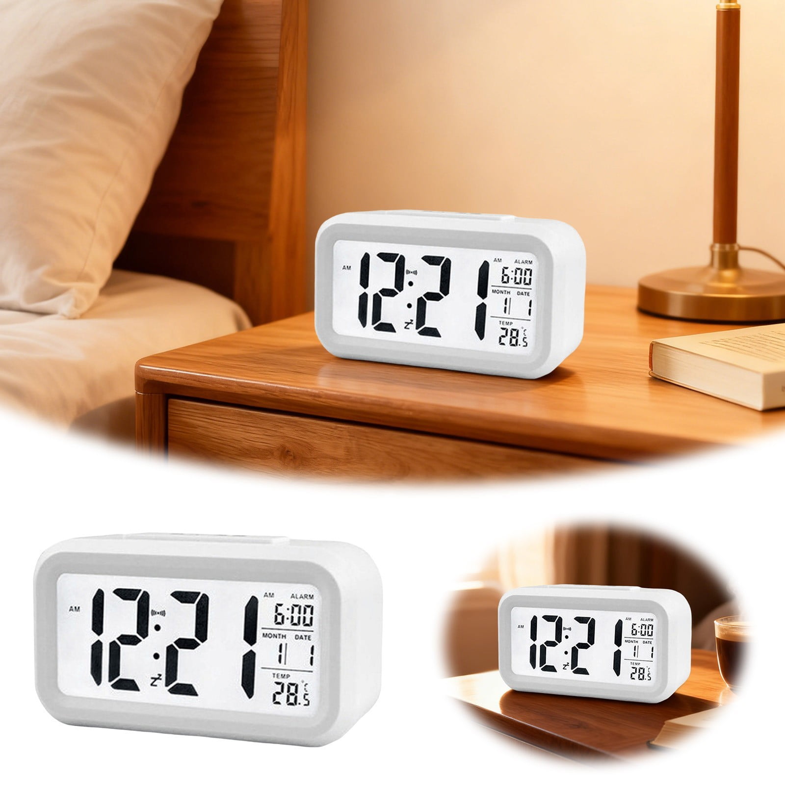 EcoNest Upgraded Digital Alarm Clock Display With Temperature Larger ...