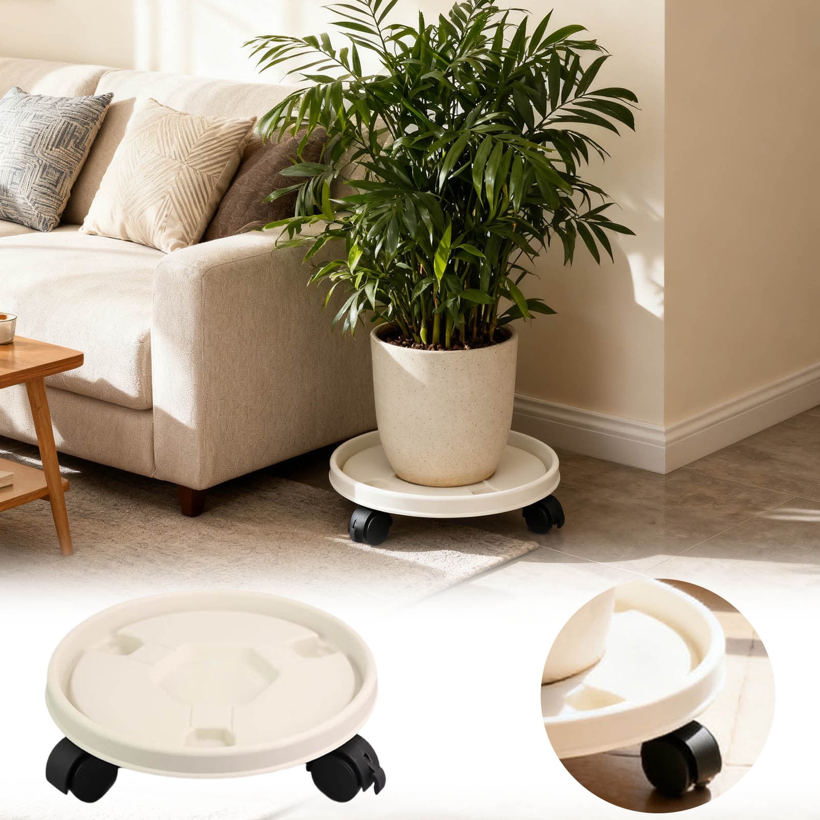 EcoNest With Wheels Indoor Outdoor Round Potted Mover Caddy With Wheels ...