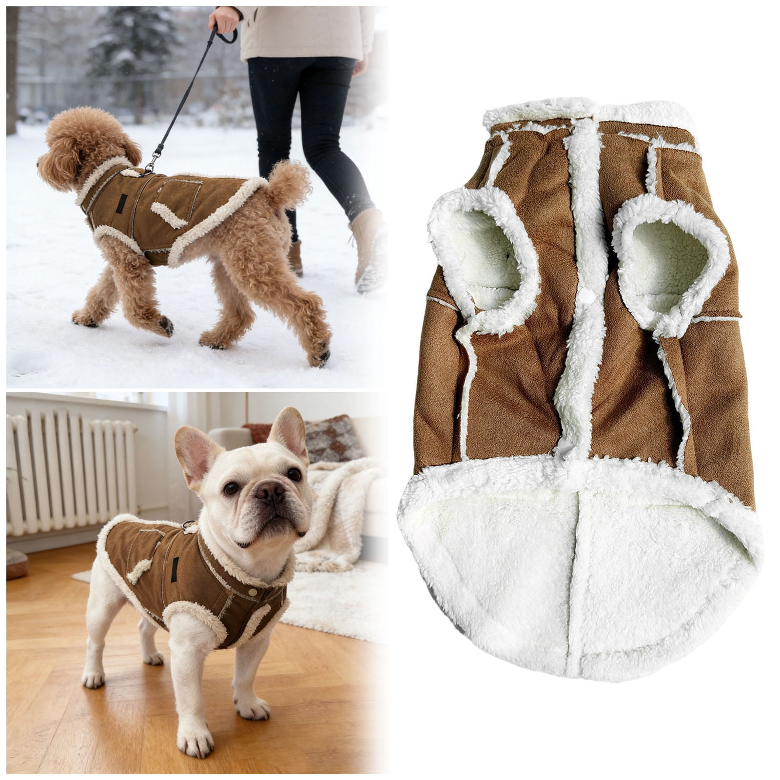 EcoNest Winter Warm Vest Fleece Lined Coat With Leash Ring & Pockets ...