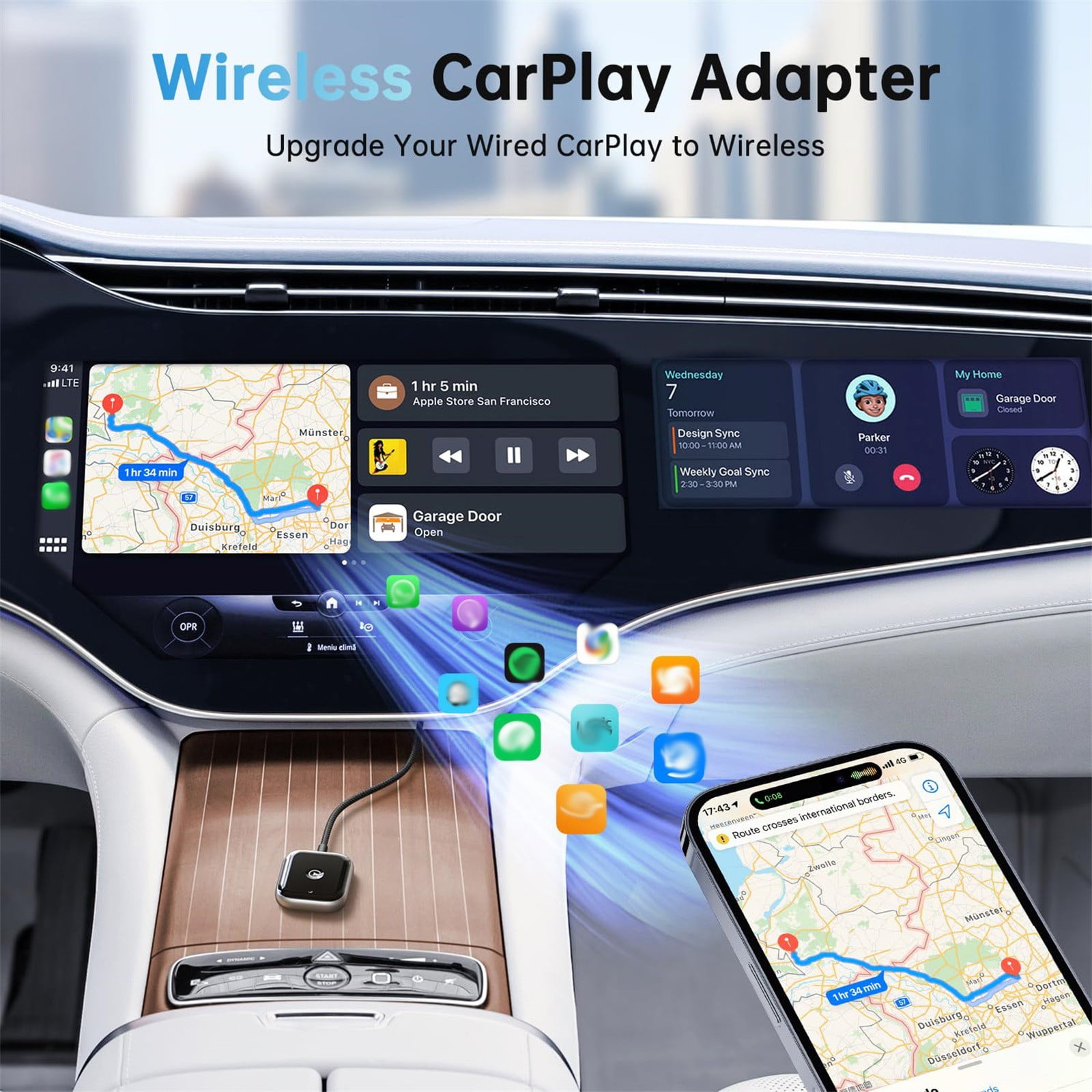 EcoNest Wireless CarPlay Adapter For CarPlay Easy To Upgrade Wired ...