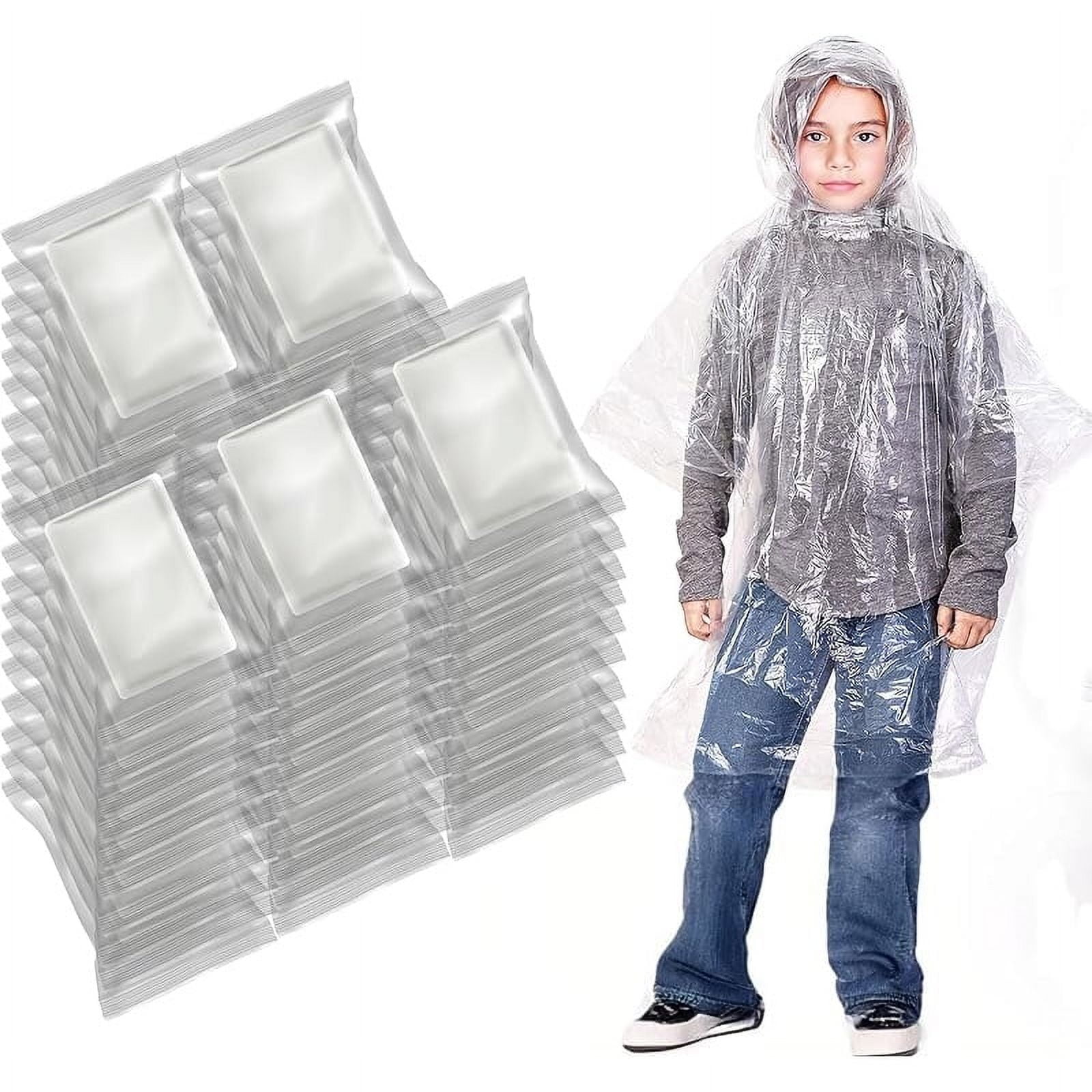 EcoNour Disposable Kids Rain Poncho | Clear & Emergency Rain Ponchos ...