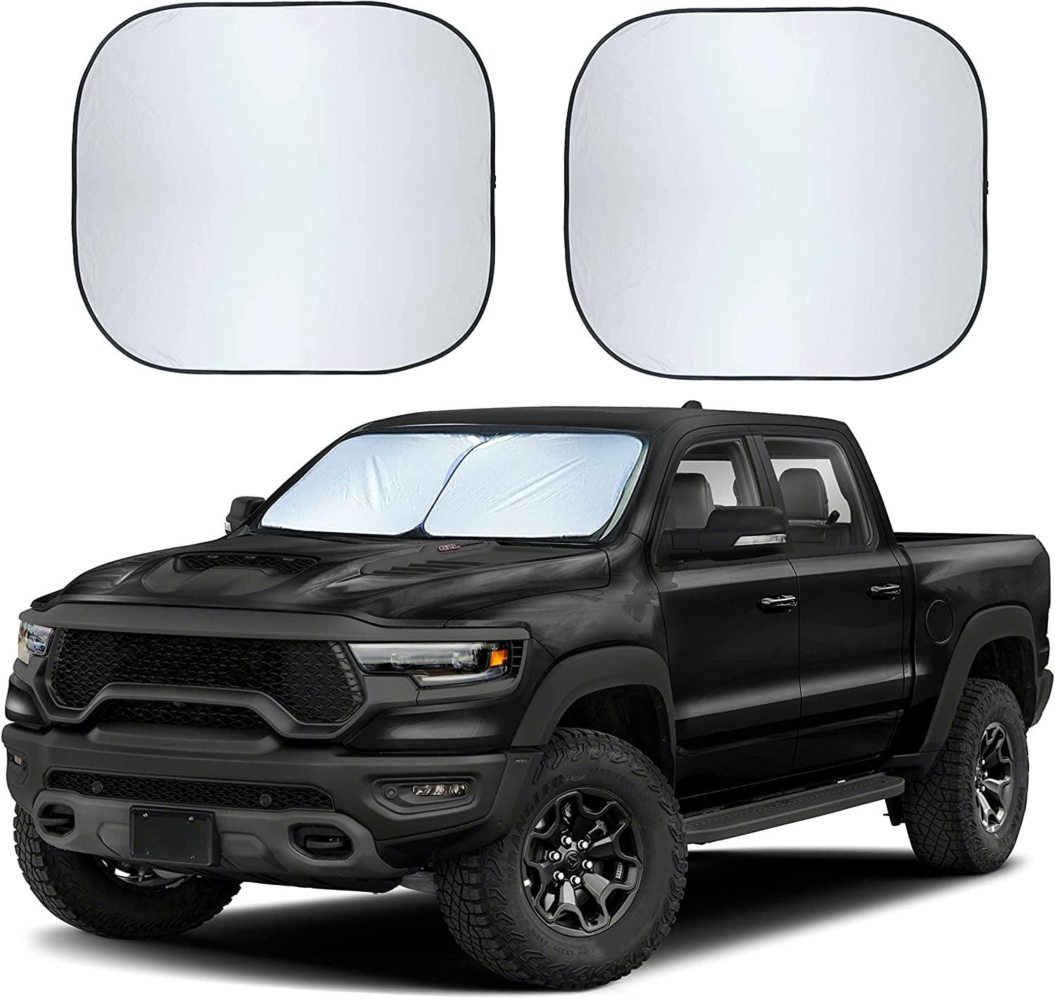 EcoNour Foldable 2-Piece Windshield Sunshade with Storage Pouch (32" x ...