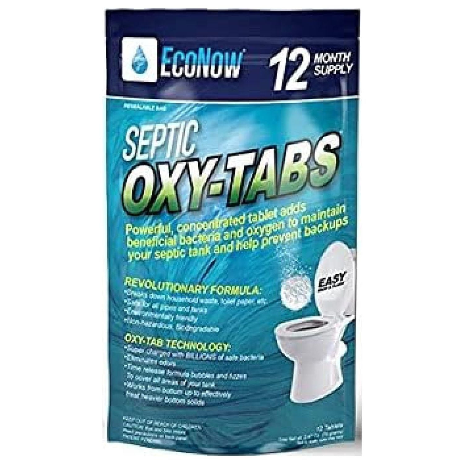 EcoNow OXY-TABS Septic Tank Cleaner/Conditioner Once a Month Septic ...
