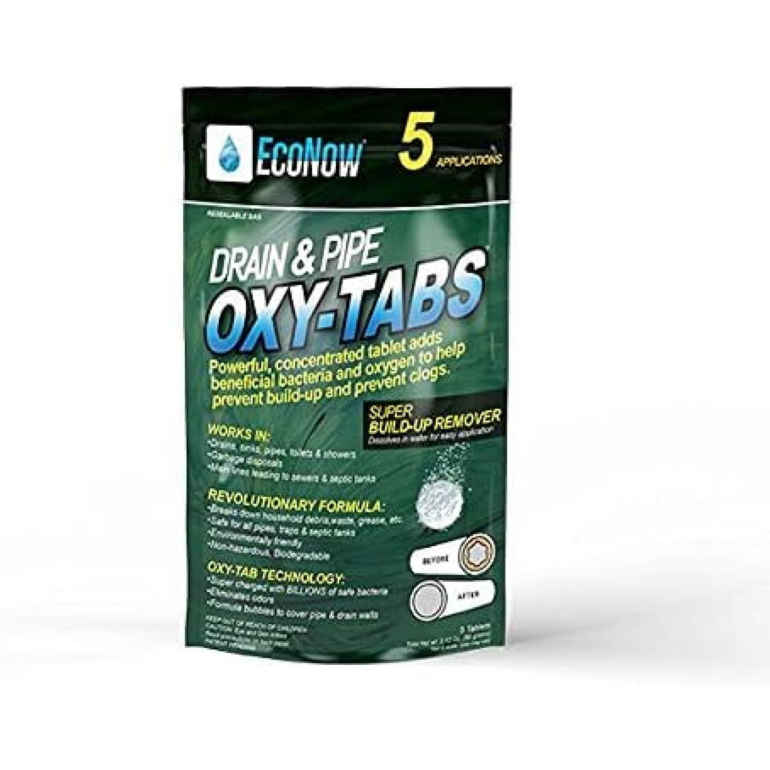 EcoNow Oxy-Tabs for Drains 100% Most Effective Drain and Pipe Cleaner ...