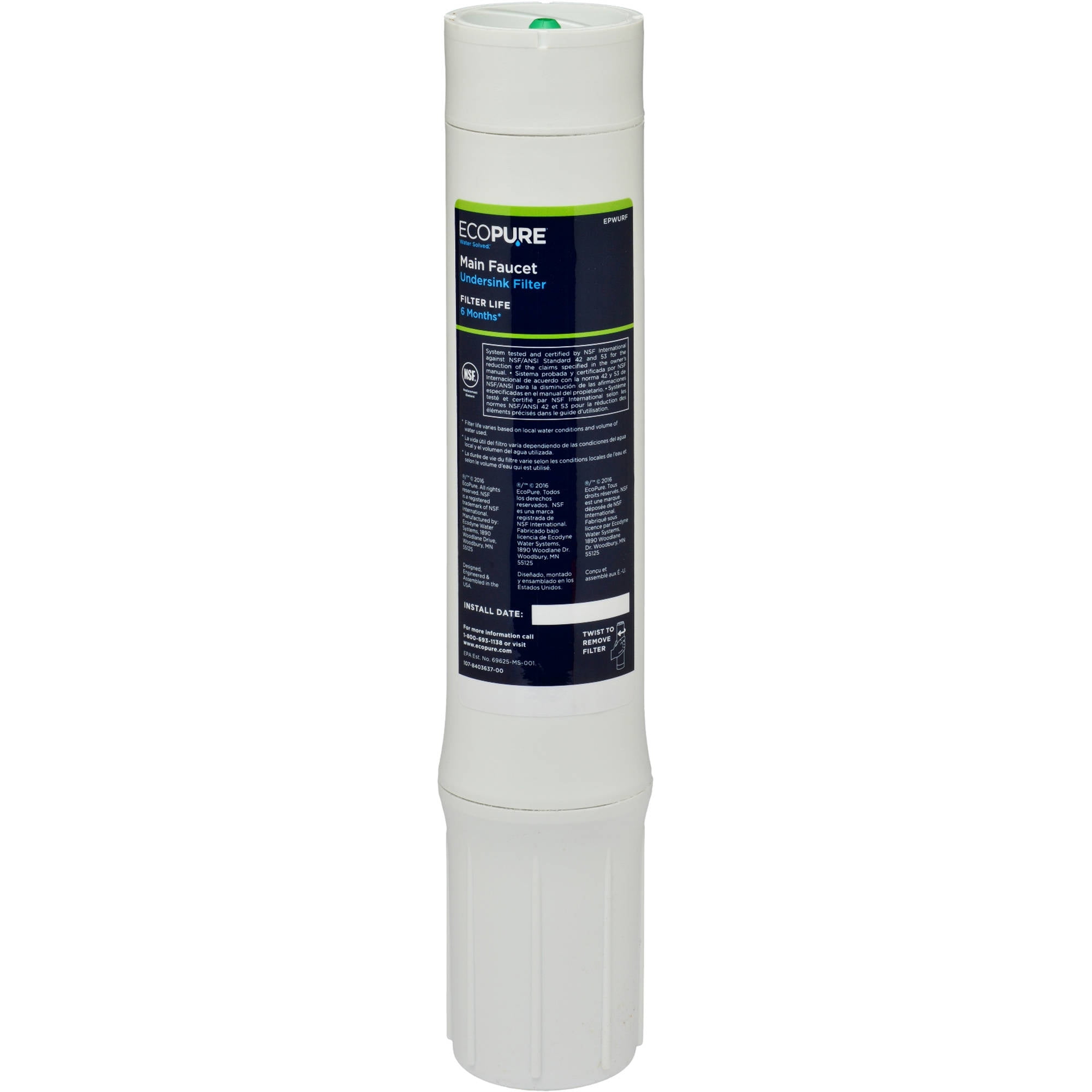 EcoPure EPWURF Under Sink Replacement Water Filter - Walmart.com