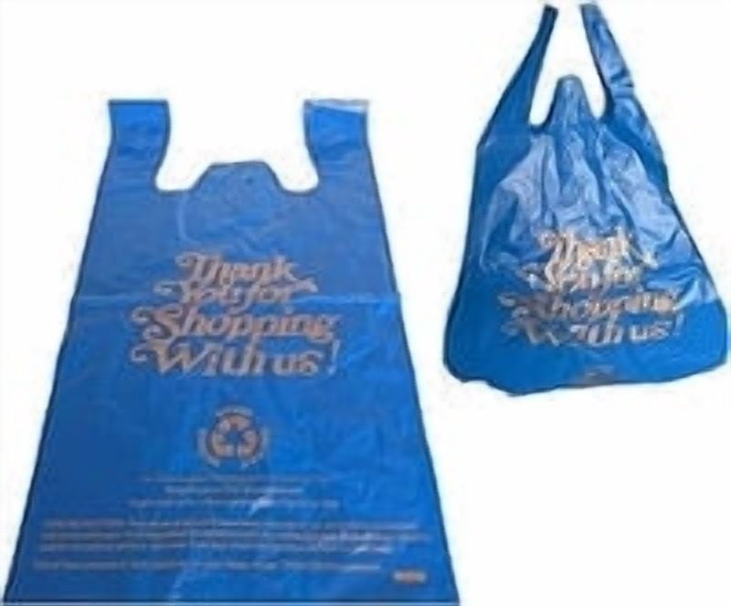 EcoQuality 1/6 Large Size 22 x 8 Inch Blue Thank You Plastic Shopping ...