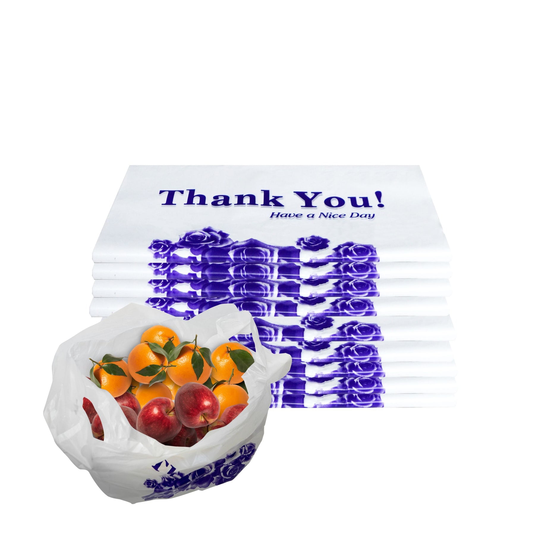 EcoQuality 1/6 Large Size 22 x 8 Inch White Thank You Plastic Shopping Bags for Grocery Takeout ...