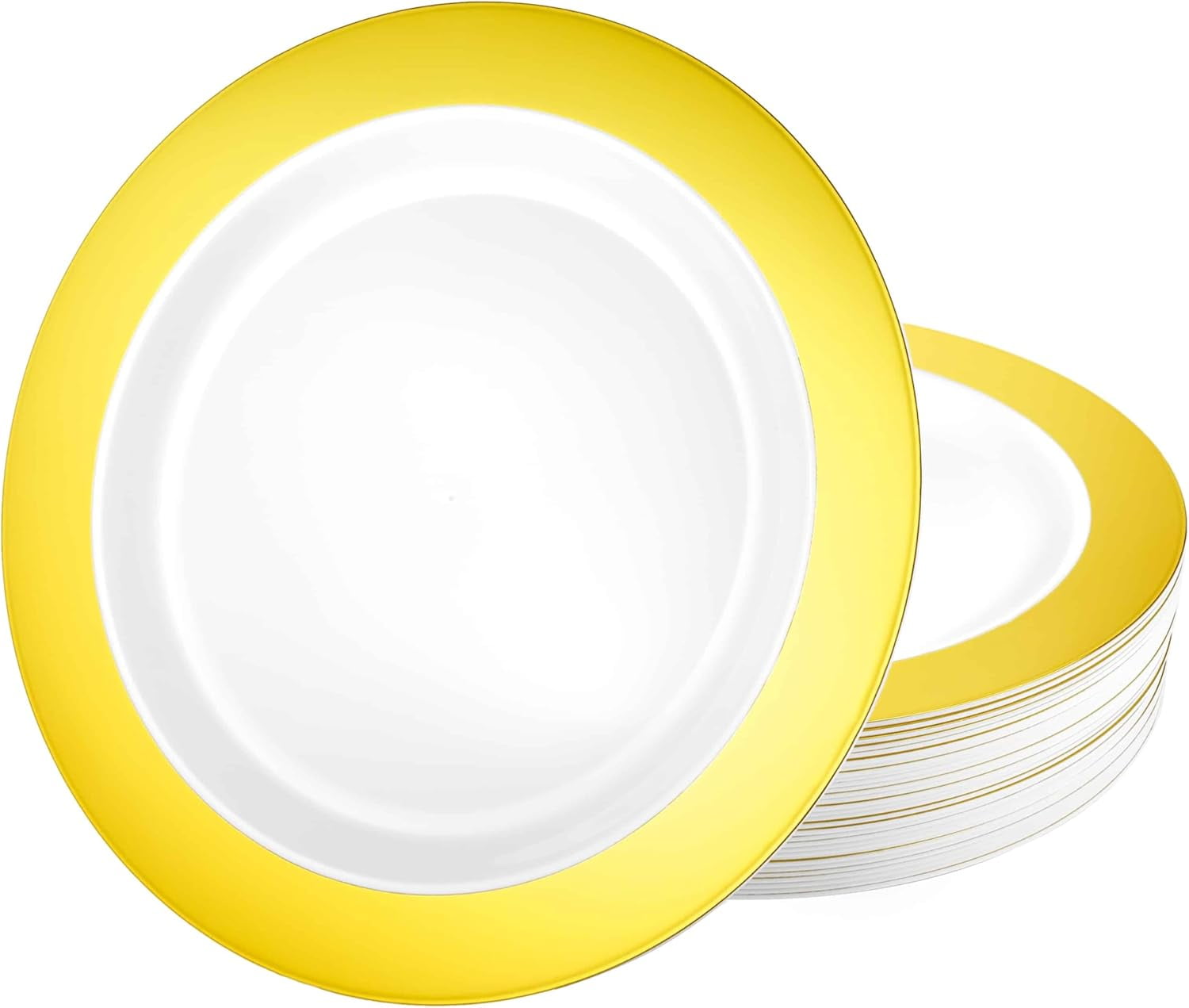 EcoQuality 10.25 Inch White Dinner Plate with Gold Rim – Elegant ...