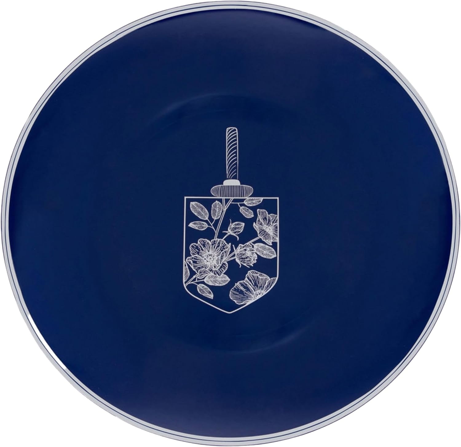 EcoQuality 10.25" inch Round Plastic Plates Blue Hanukkah Dinner Plates ...